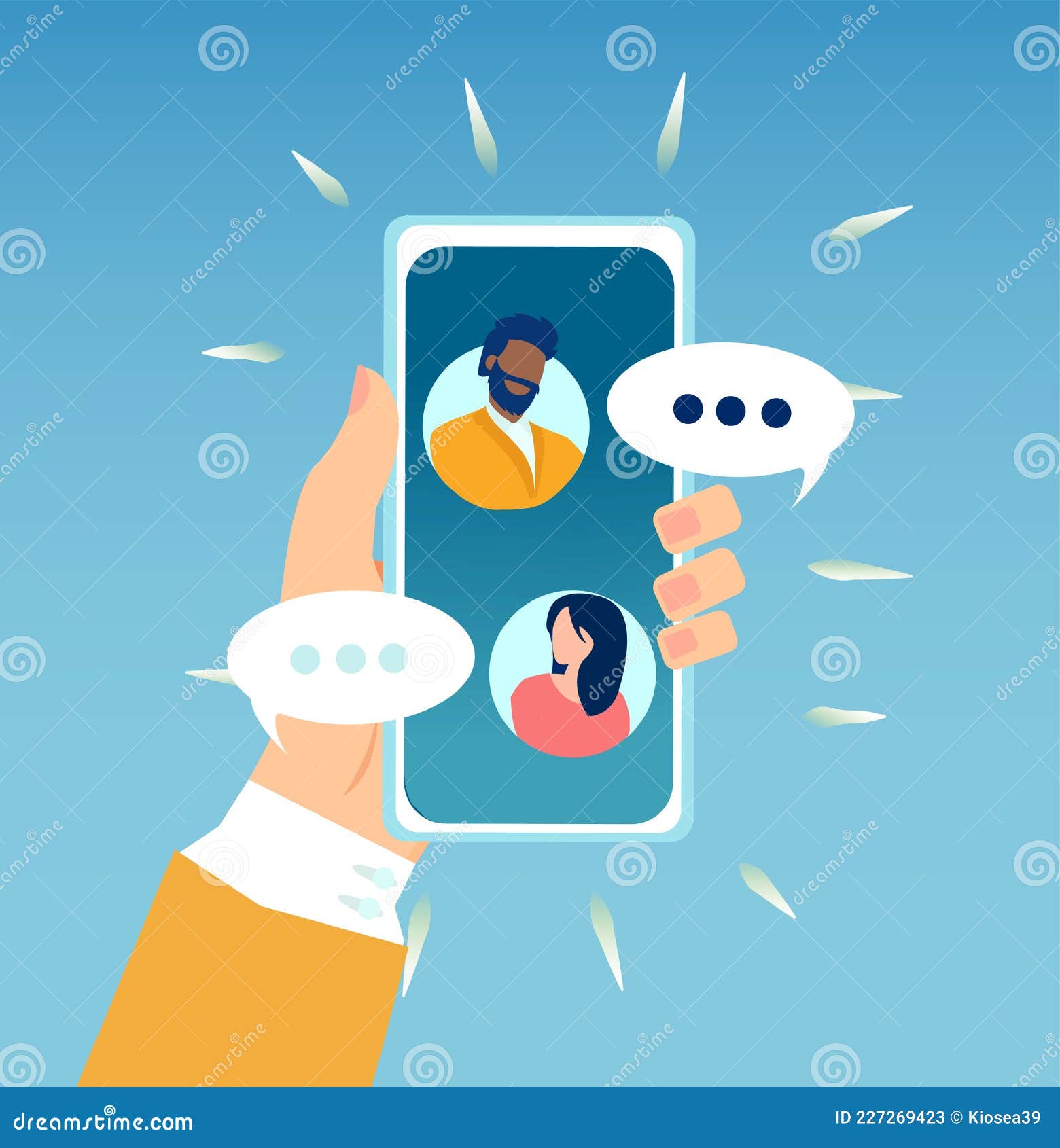 Vector of People Chatting on the Smart Phone Using Mobile App Stock ...