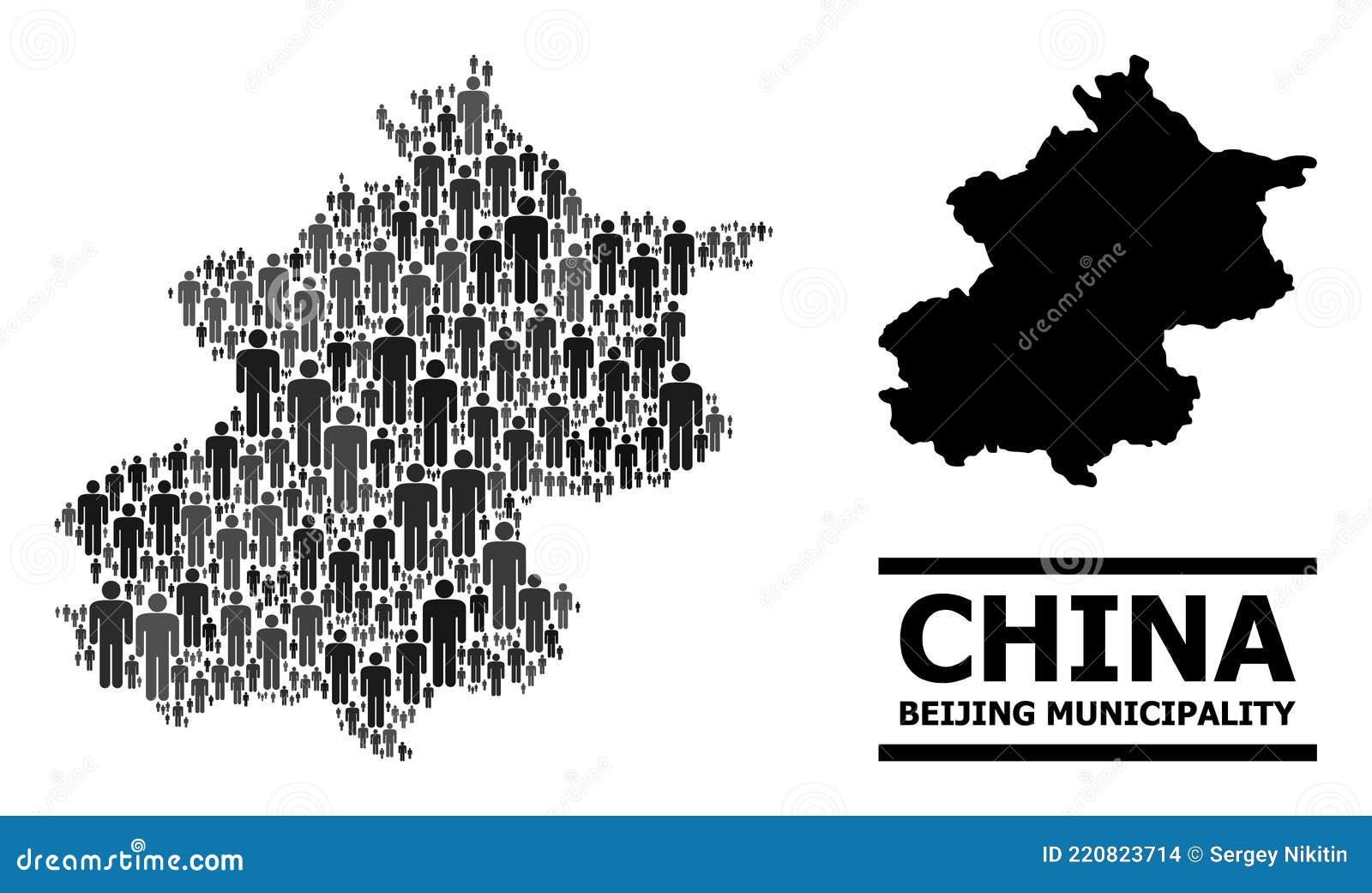 Vector People Collage Map of Beijing Municipality and Solid Map Stock ...