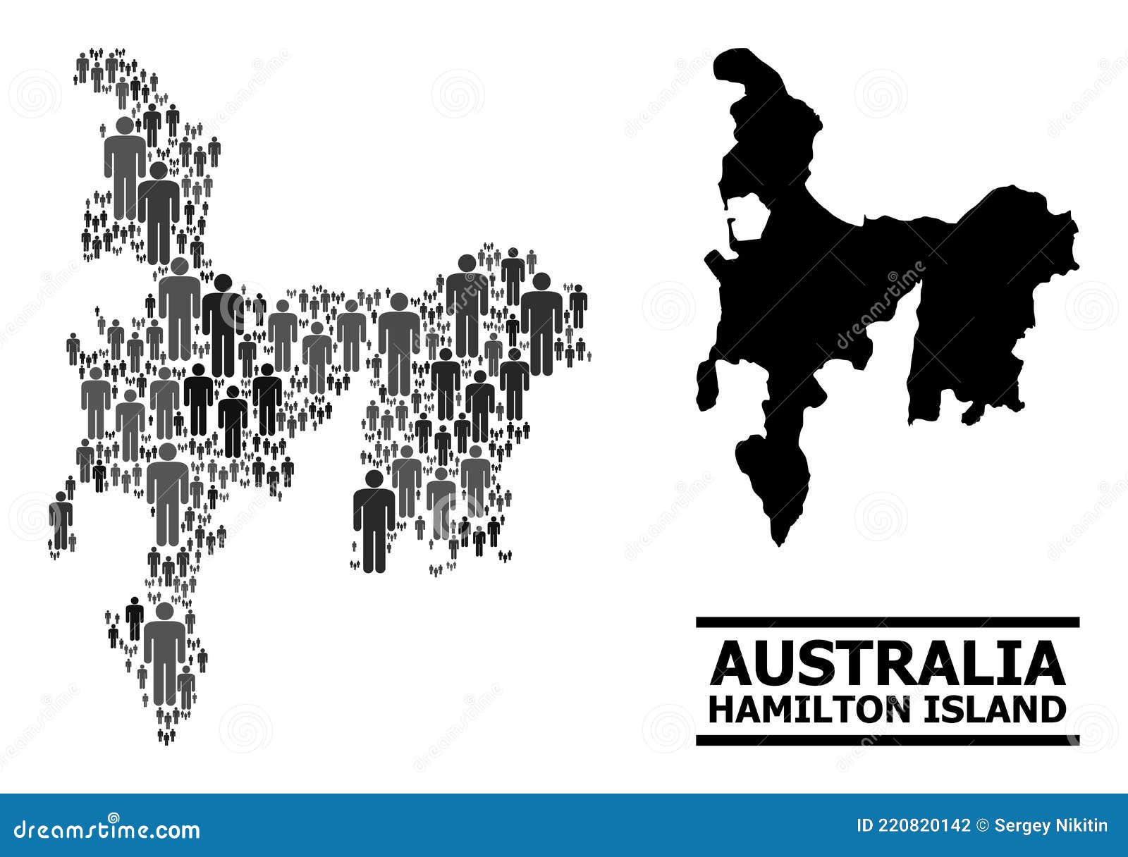Vector People Collage Map Of Hamilton Island And Solid Map ...
