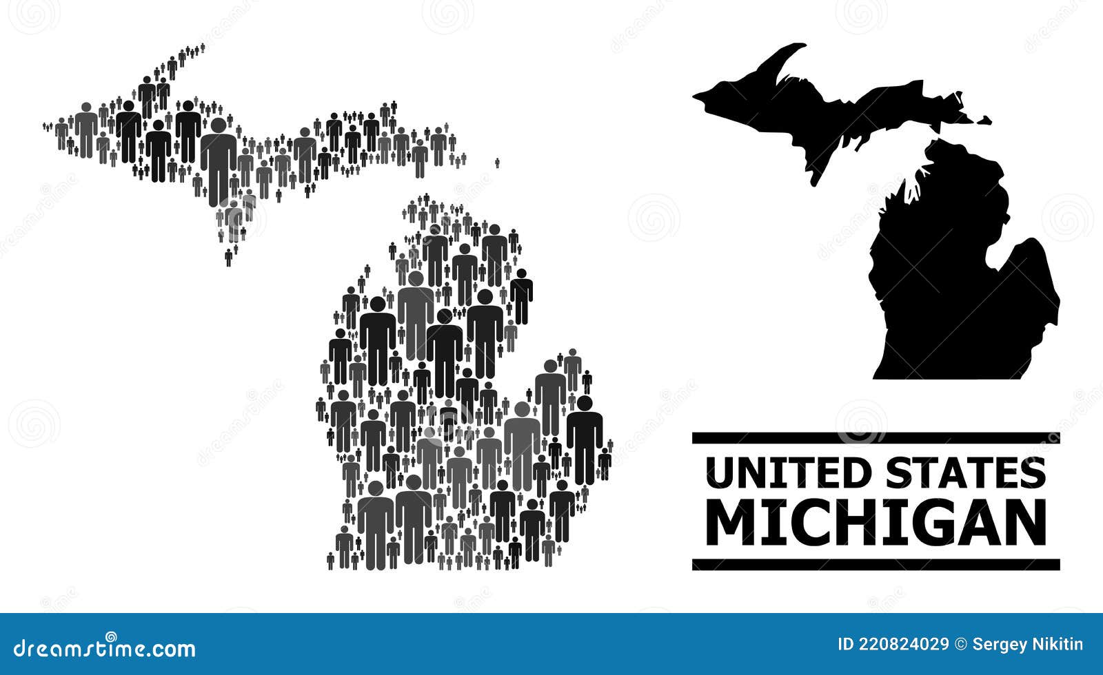 Vector People Collage Map of Michigan State and Solid Map Stock Vector ...