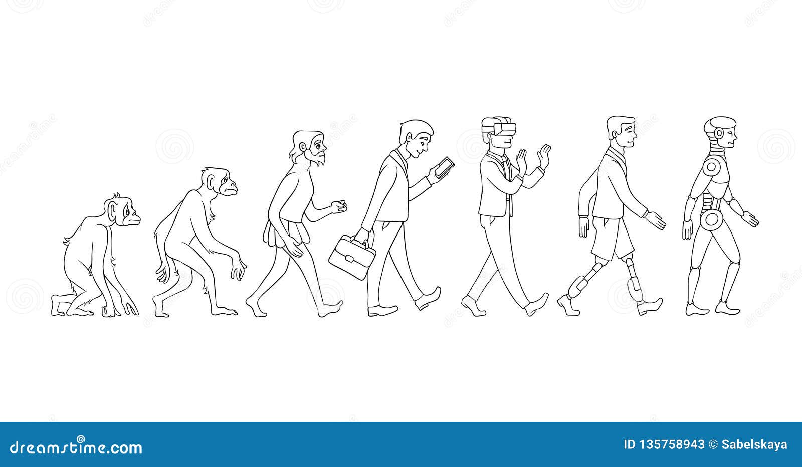 Vector People Evolution from Monkey To Robot Stock Vector ...