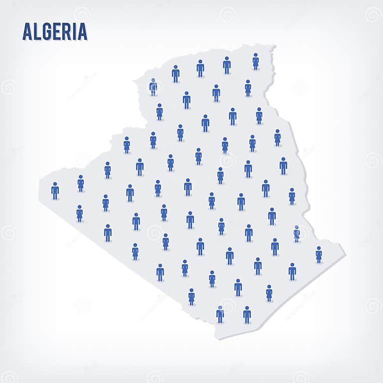 Vector People Map of Algeria. the Concept of Population Stock ...