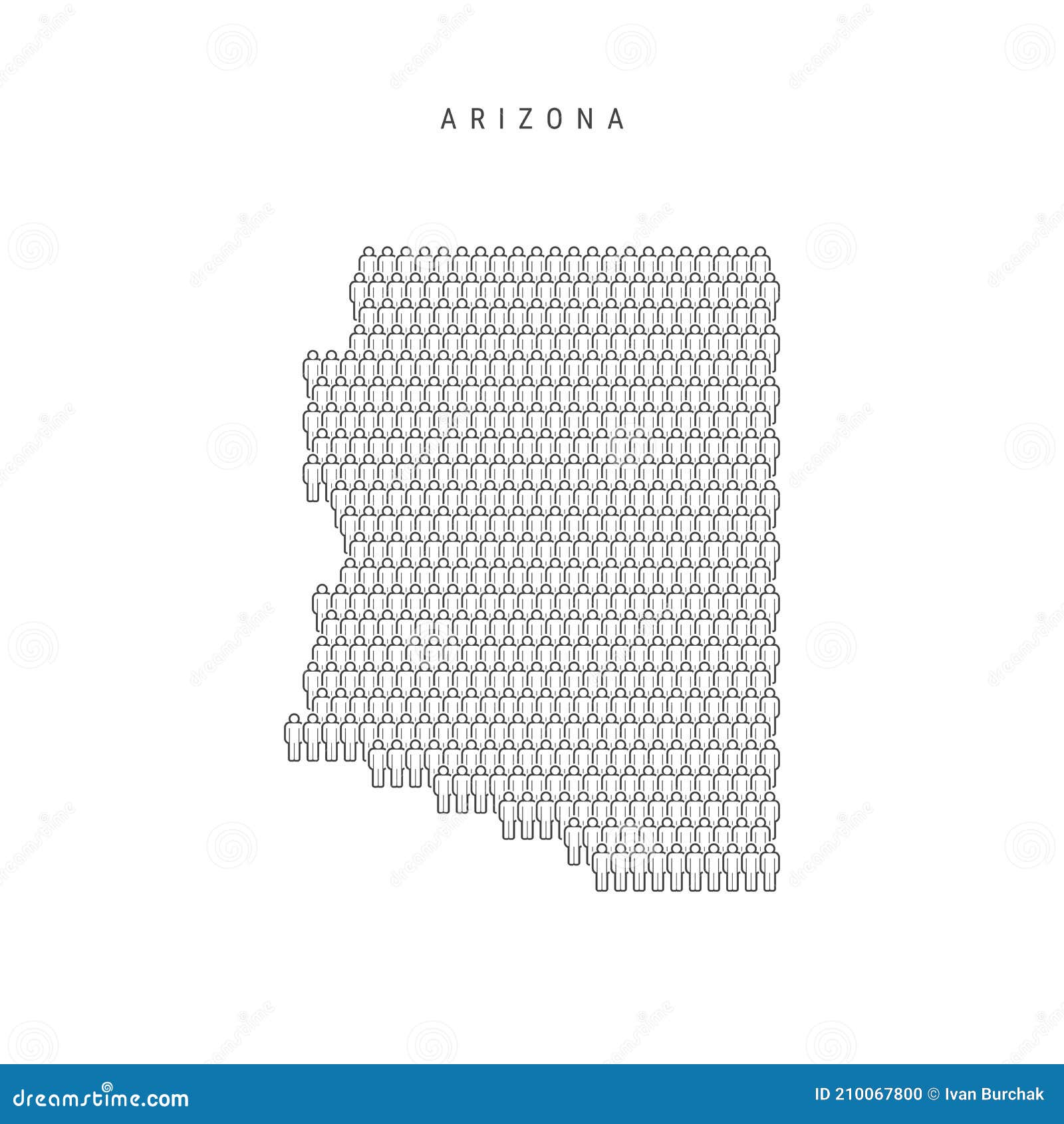 Vector People Map of Arizona, US State. Stylized Silhouette, People ...