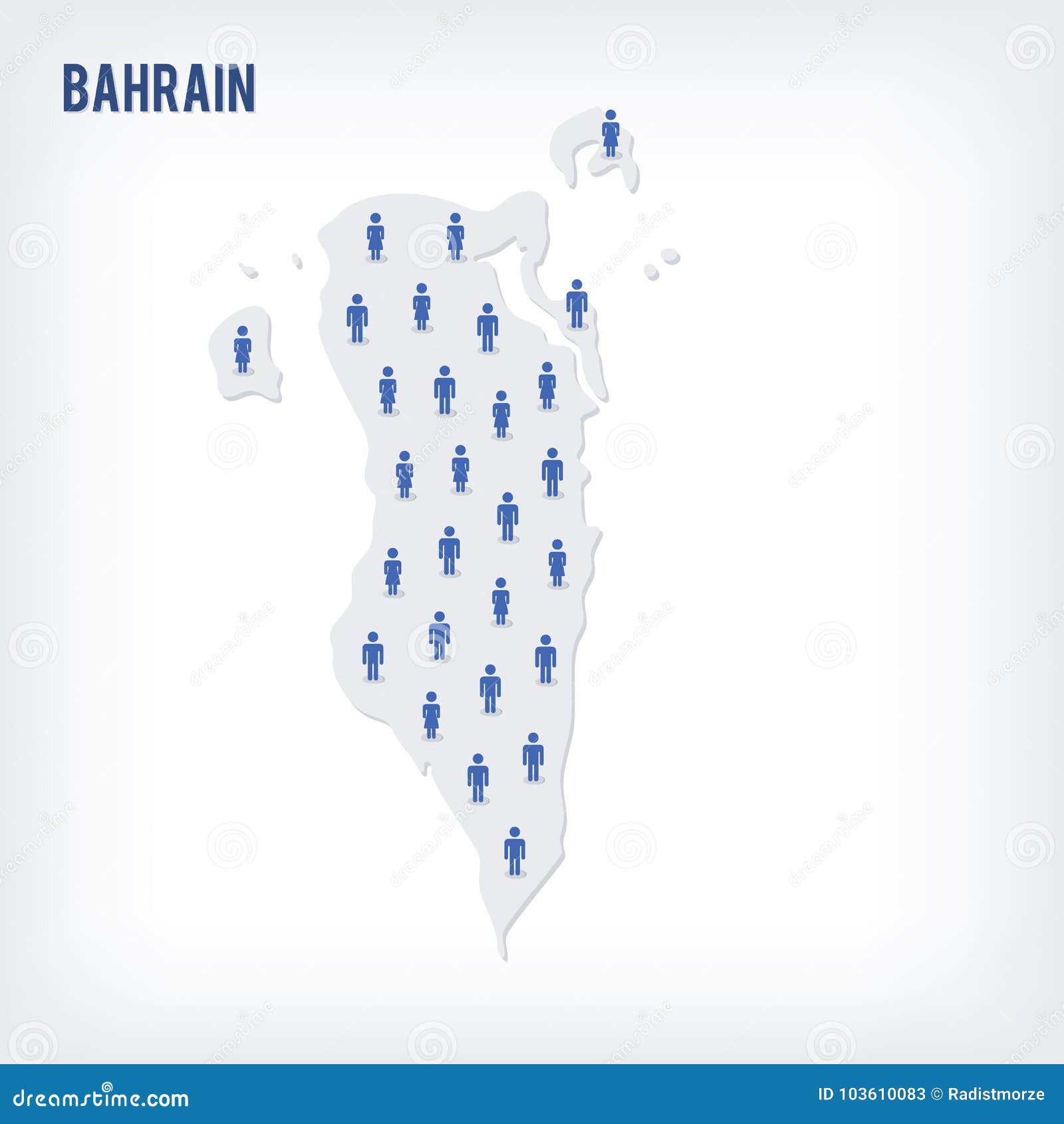 Vector People Map of Bahrain . the Concept of Population Stock ...