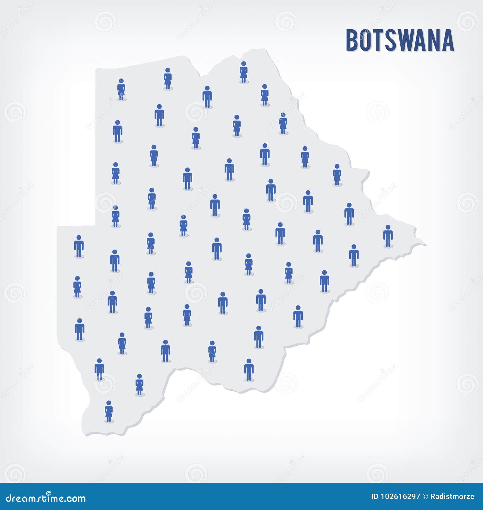 Botswana People Icon Map. Stylized Vector Silhouette Of Botswana ...