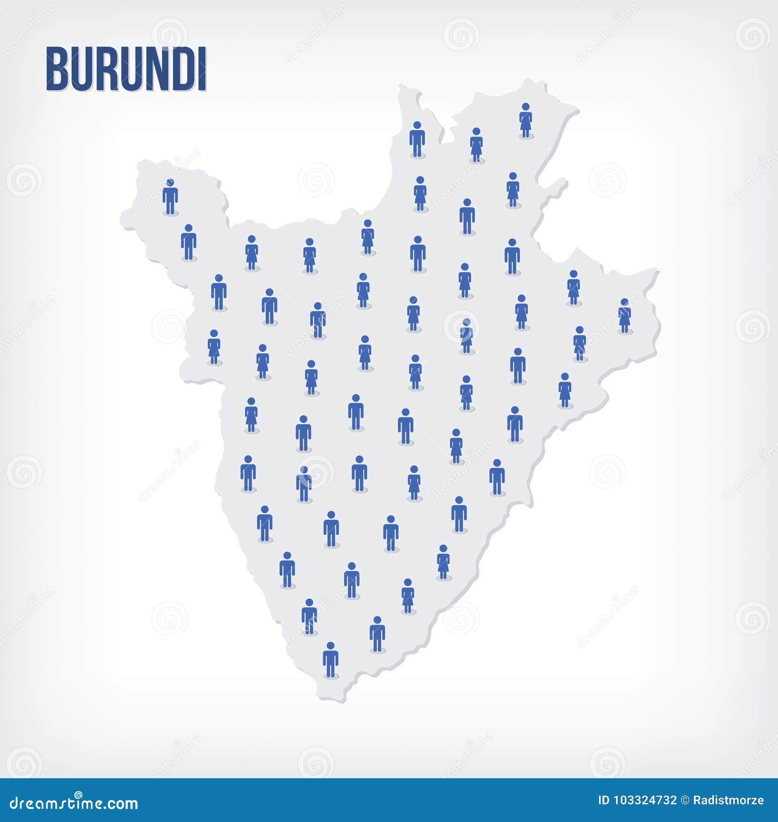 Burundi Population Map. Large Group Of People In A Shape Of Burundian ...