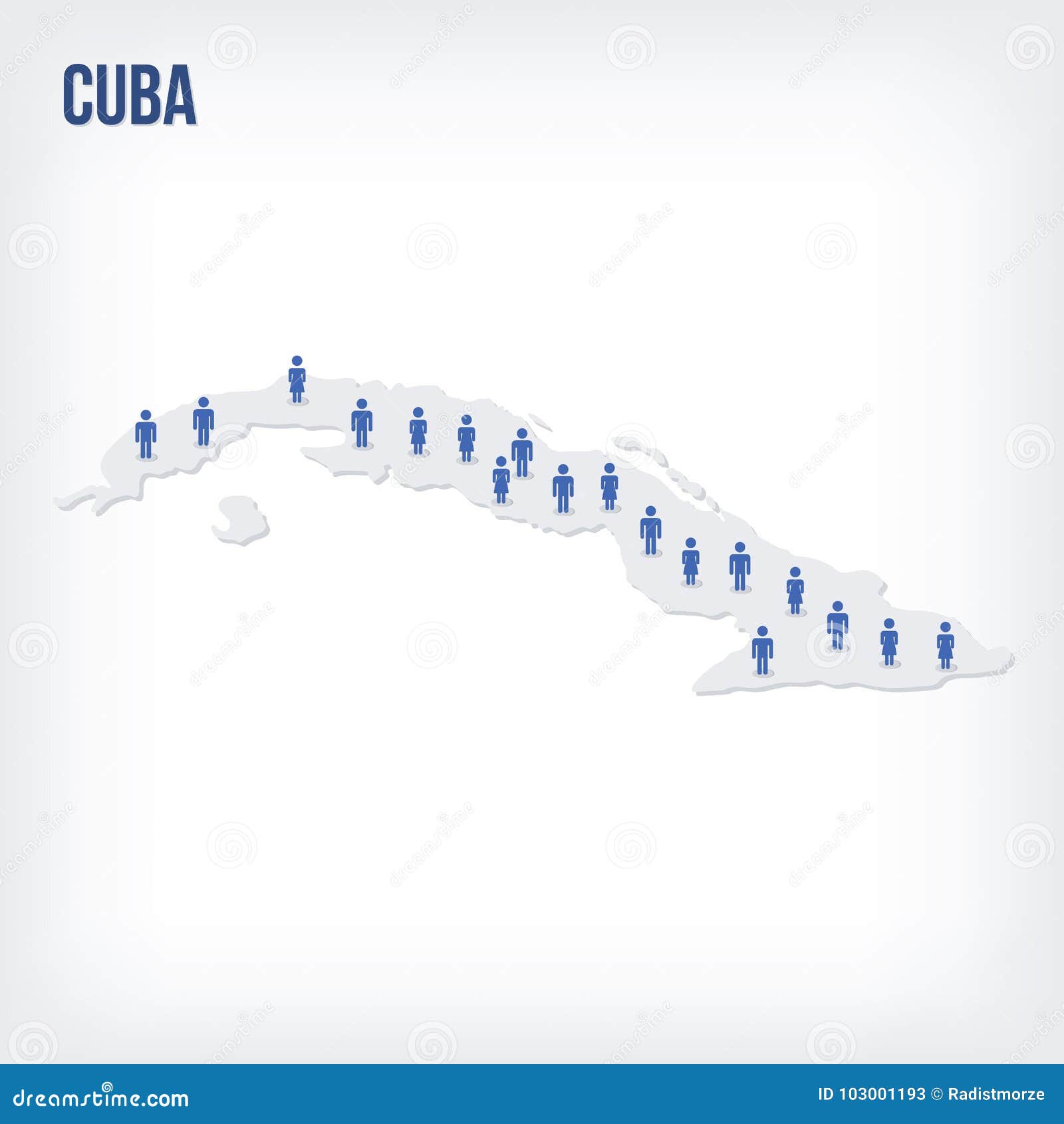 Cuba Population Map. Large Group Of People In A Shape Of Cuban Map ...