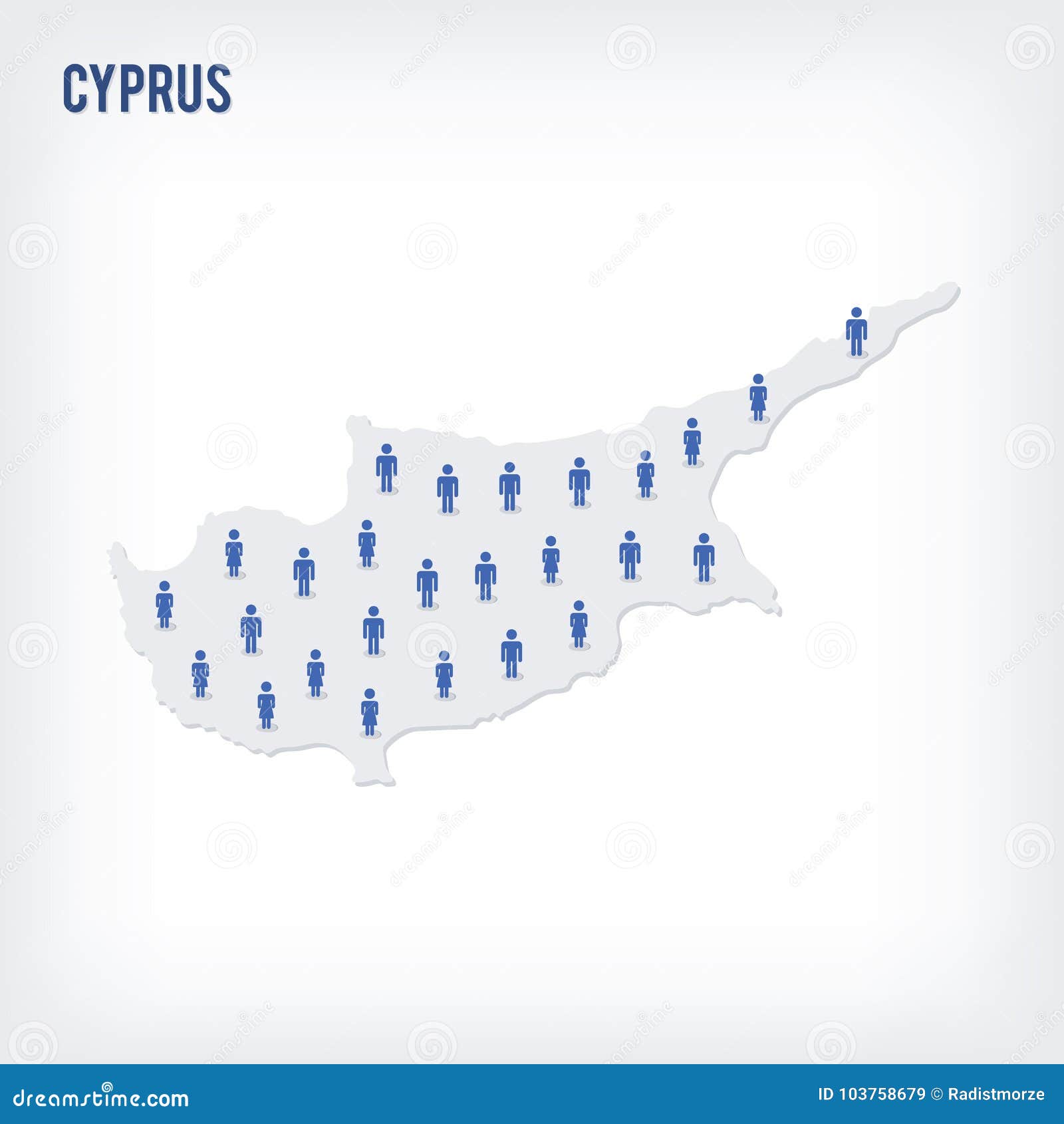 Vector People Map of Cyprus . the Concept of Population Stock ...
