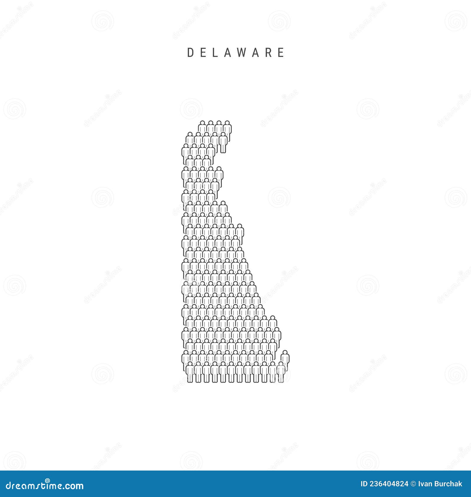 Delaware People Map. Detailed Vector Silhouette. Mixed Crowd Of Men And ...