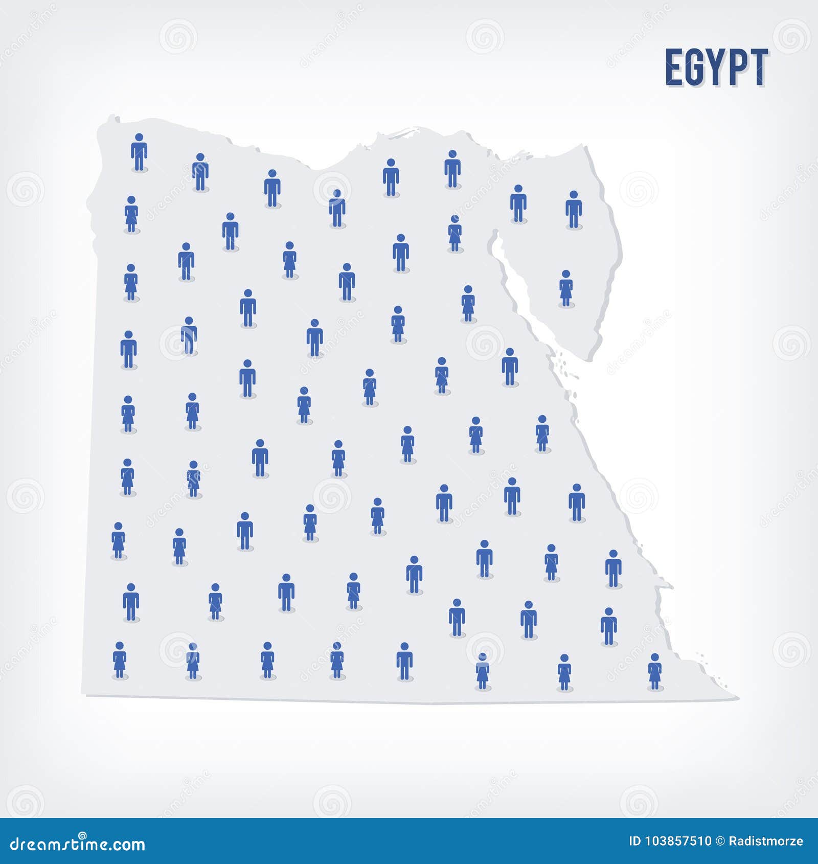 Vector People Map of Egypt. the Concept of Population Stock ...