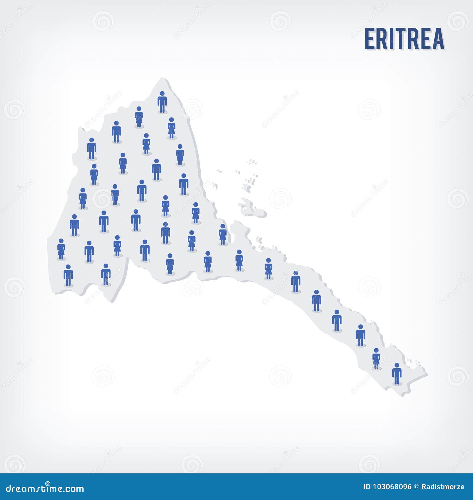 Eritrea Population Map. Stick Figures Eritrean People Map. Pattern Of ...