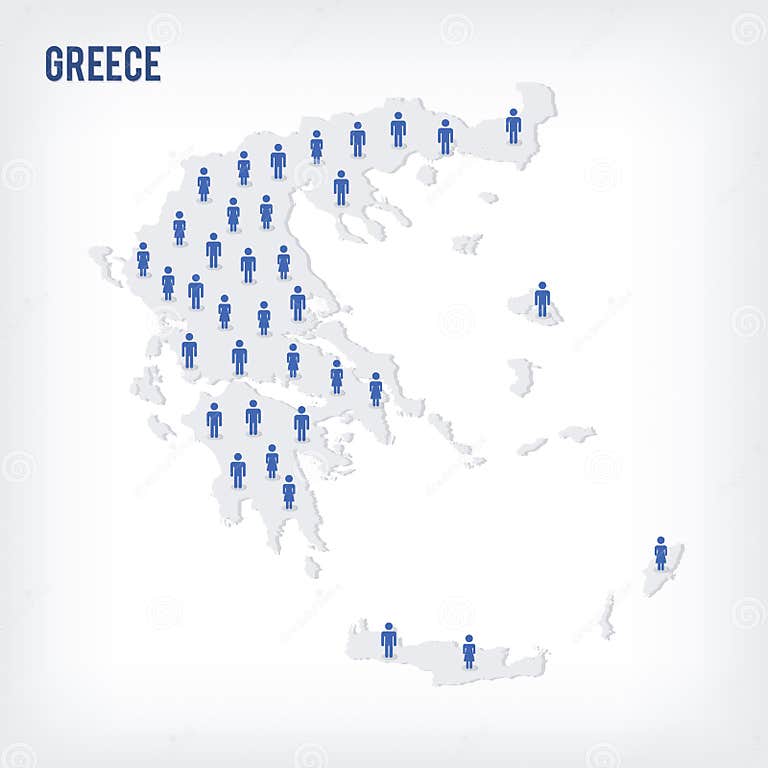 Vector People Map of Greece . the Concept of Population Stock ...