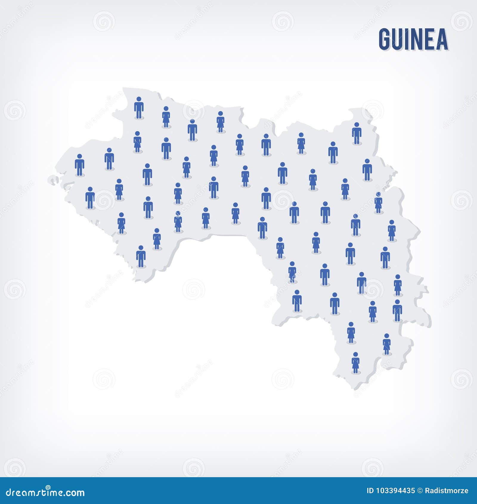 Vector People Map of Guinea. the Concept of Population Stock ...