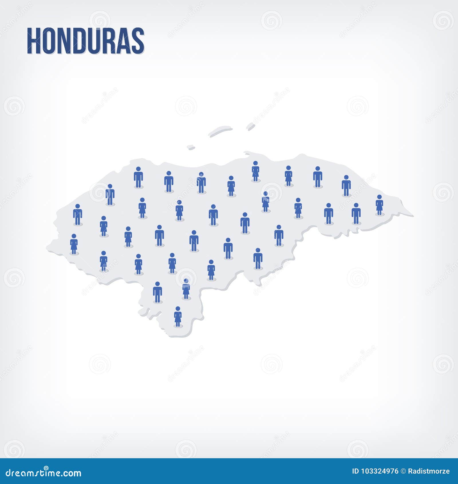 Vector People Map of Honduras. the Concept of Population Stock ...