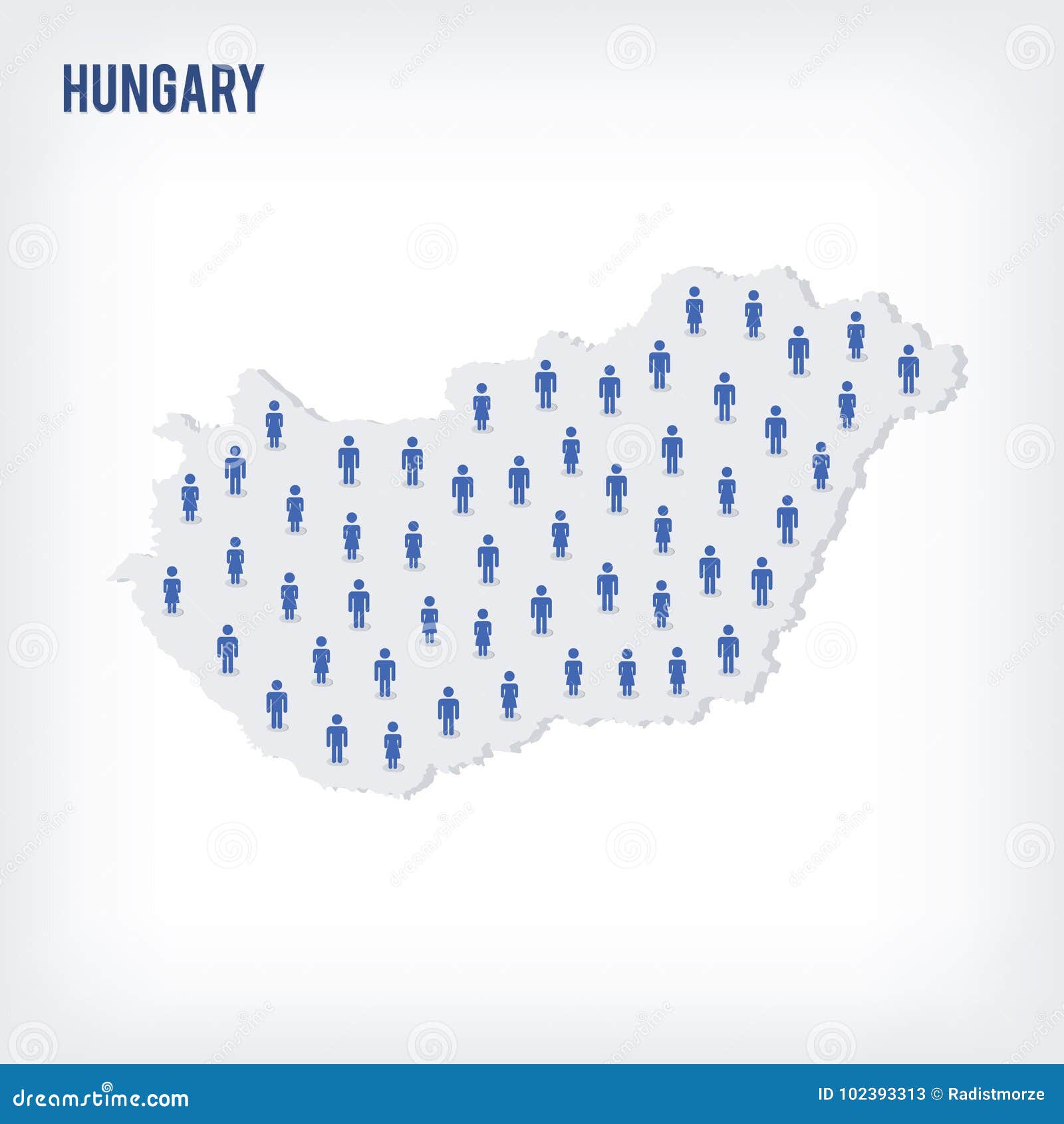 Hungary Population Map. Large Group Of People In A Shape Of Hungarian ...