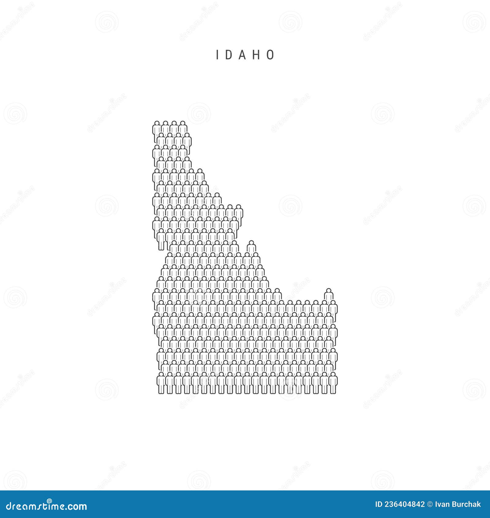 Idaho People Map. Detailed Vector Silhouette. Mixed Crowd Of Men And ...