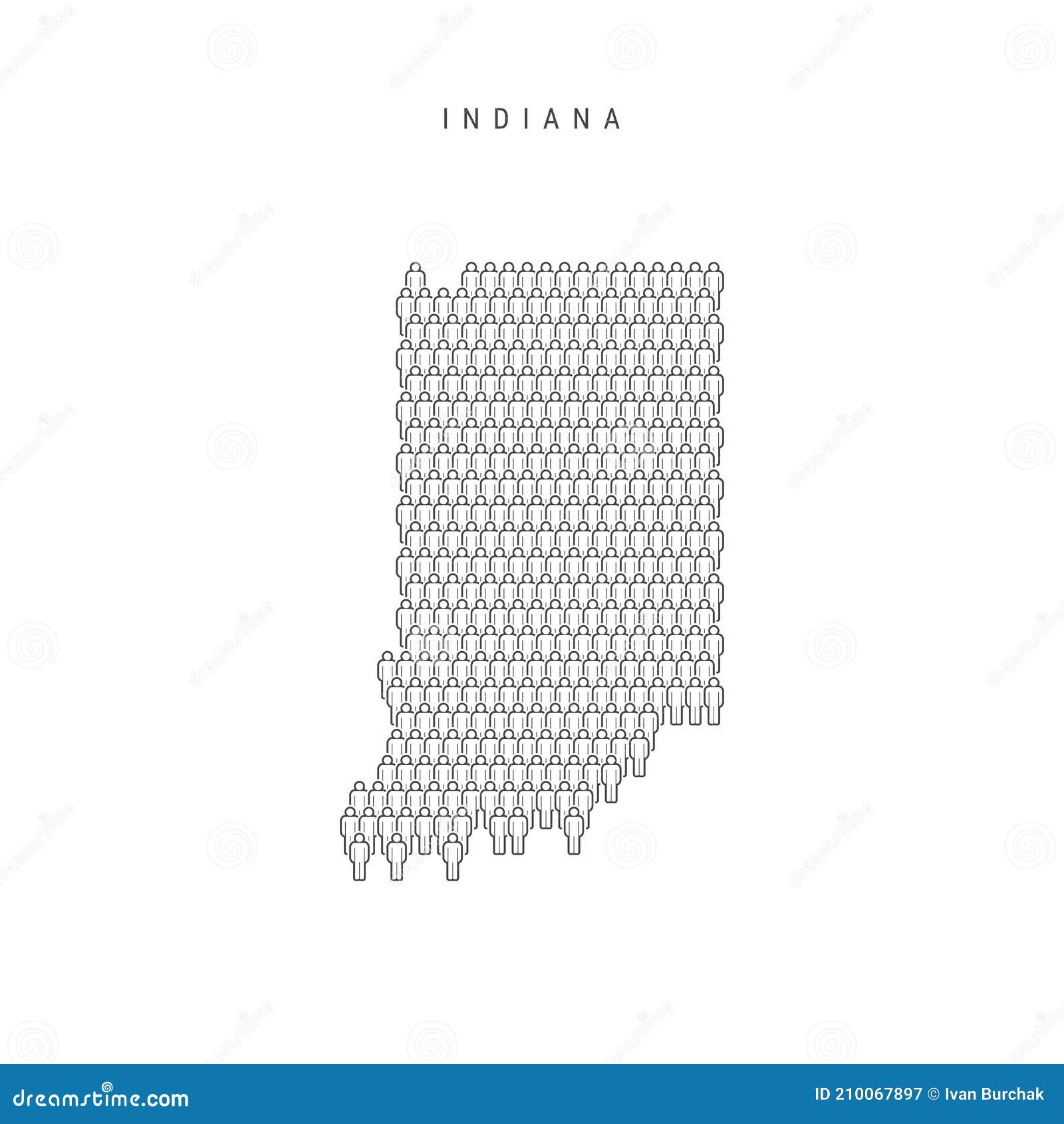 Indiana People Map. Detailed Vector Silhouette. Mixed Crowd Of Men And ...