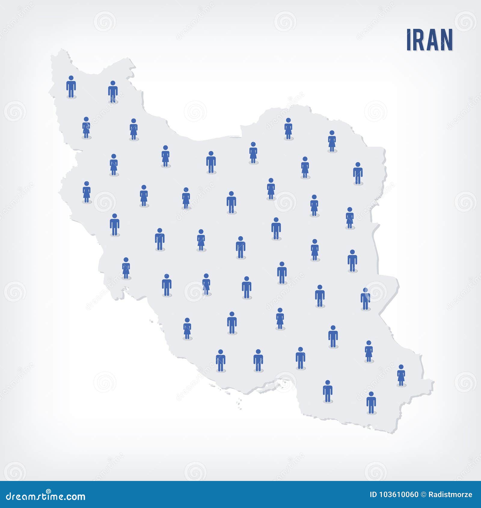 Iran Population Map. Large Group Of People In A Shape Of Iranian Map ...