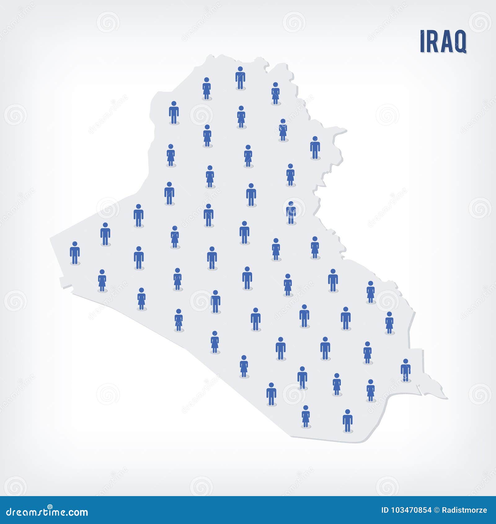 Vector People Map of Iraq . the Concept of Population Stock ...