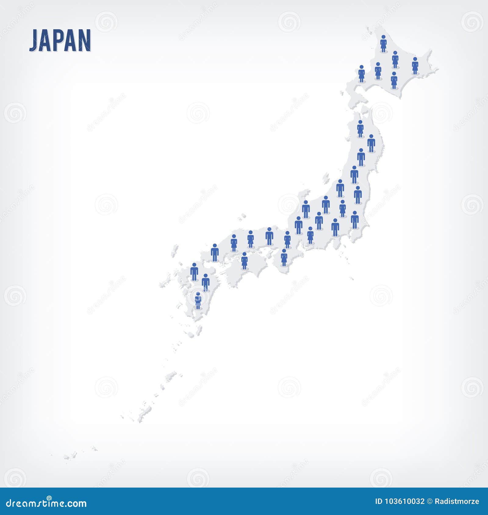 Vector People Map of Japan . the Concept of Population Stock ...