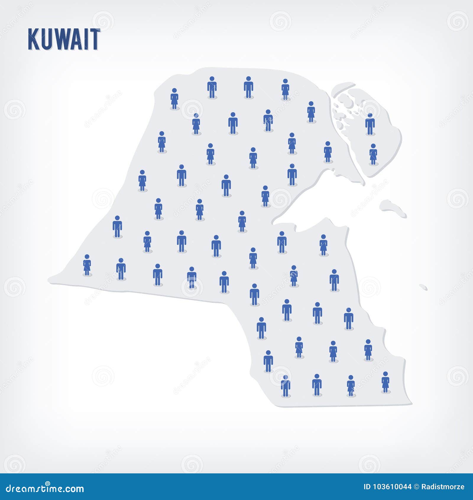 Kuwait Population Map. Stick Figures Kuwaiti People Map. Pattern Of Men ...