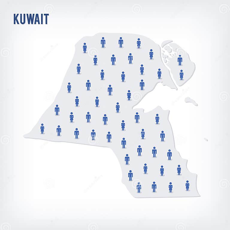 Vector People Map of Kuwait . the Concept of Population. Stock ...