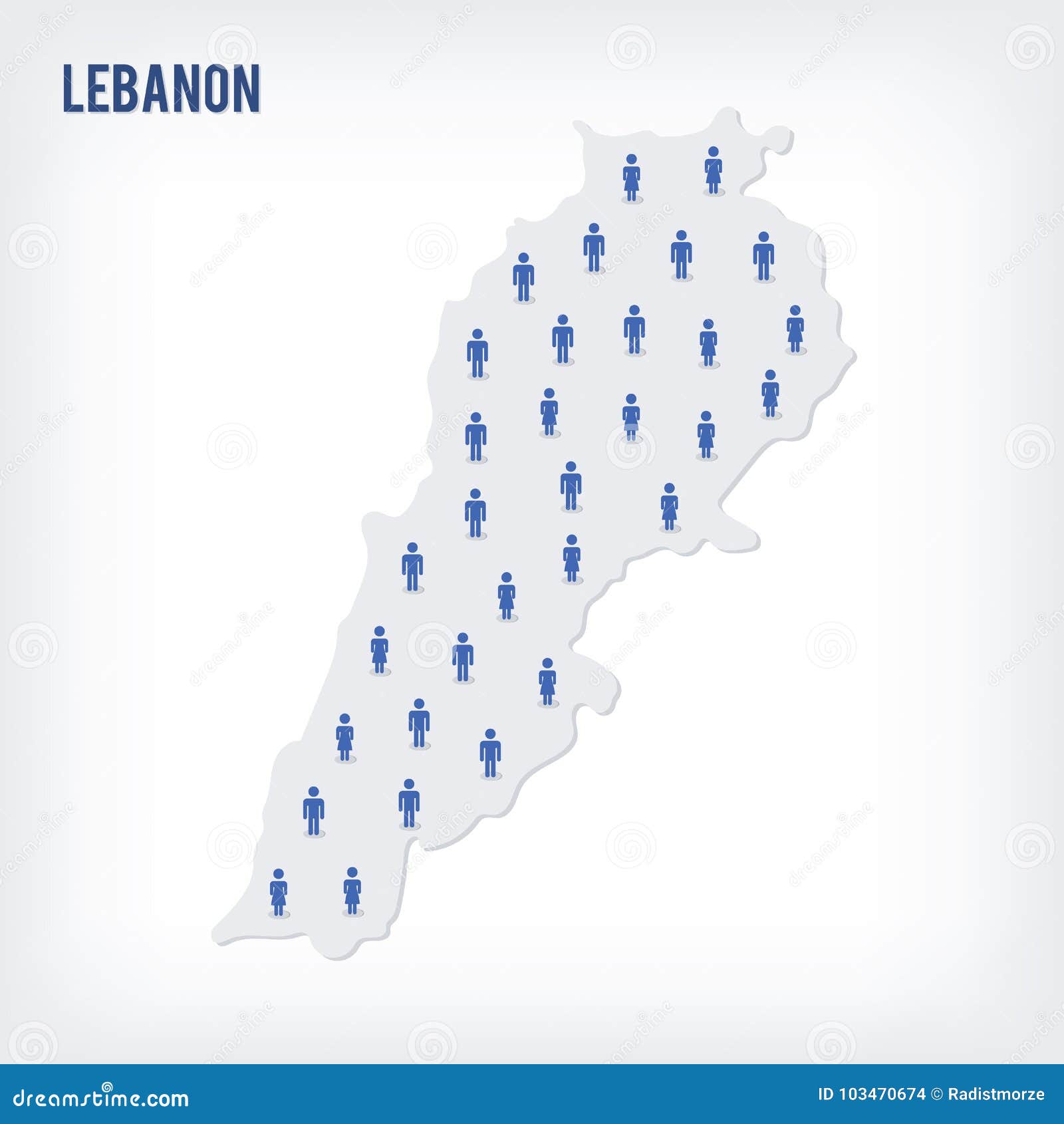 Vector People Map of Lebanon . the Concept of Population Stock ...