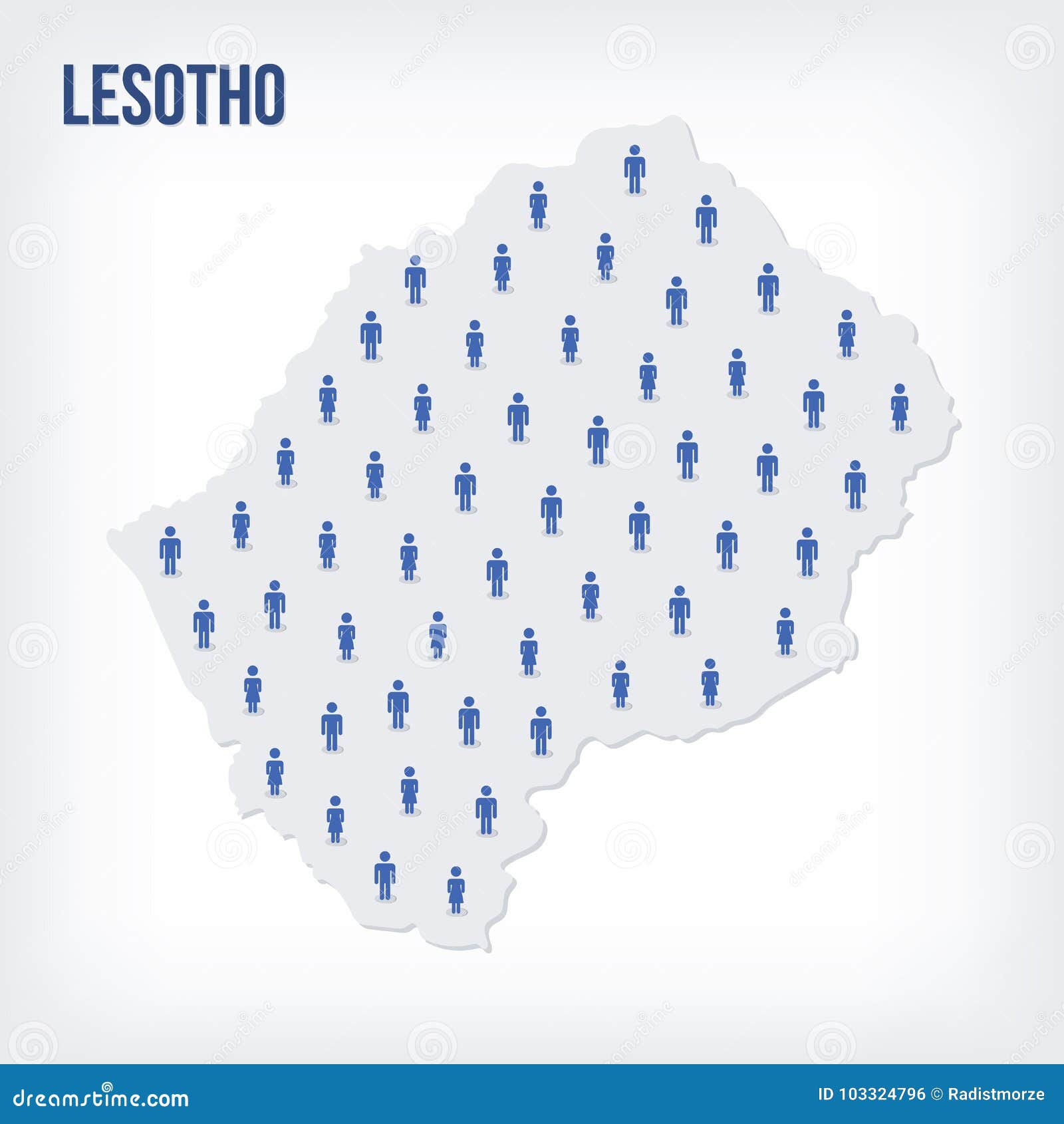 Lesotho People Icon Map. Stylized Vector Silhouette Of Lesotho ...