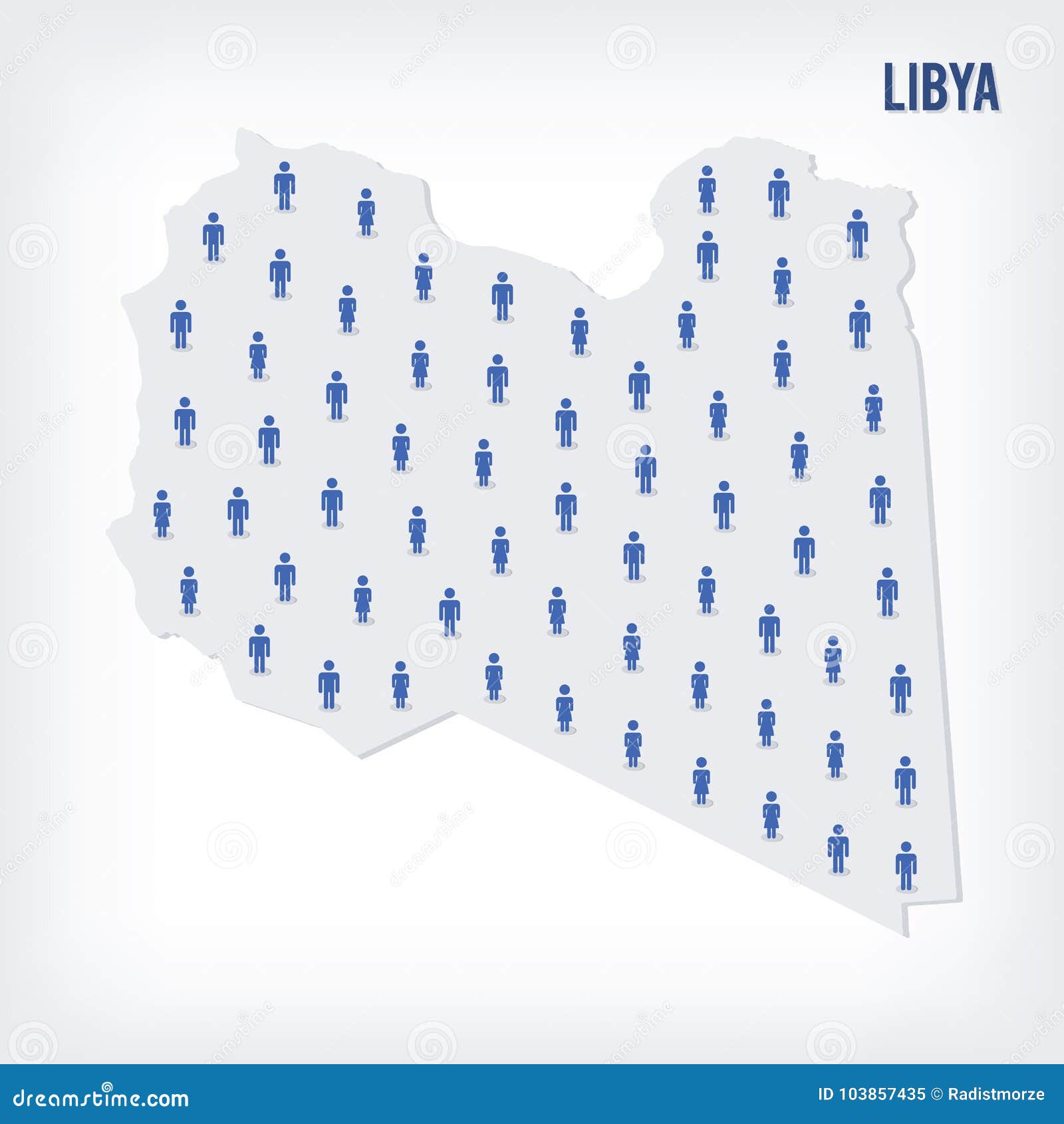 Libya People Icon Map. Stylized Vector Silhouette Of Libya. Population ...