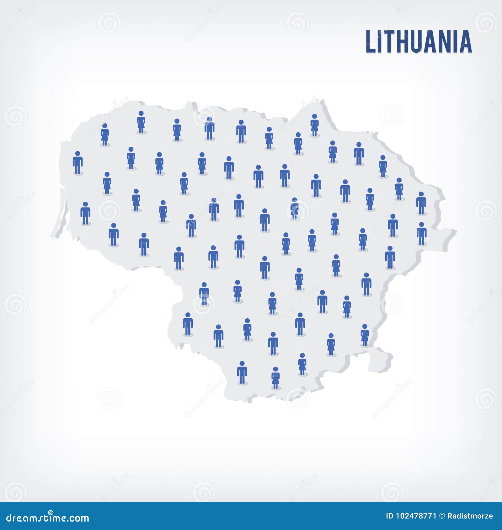 Vector People Map of Lithuania . the Concept of Population Stock Vector ...