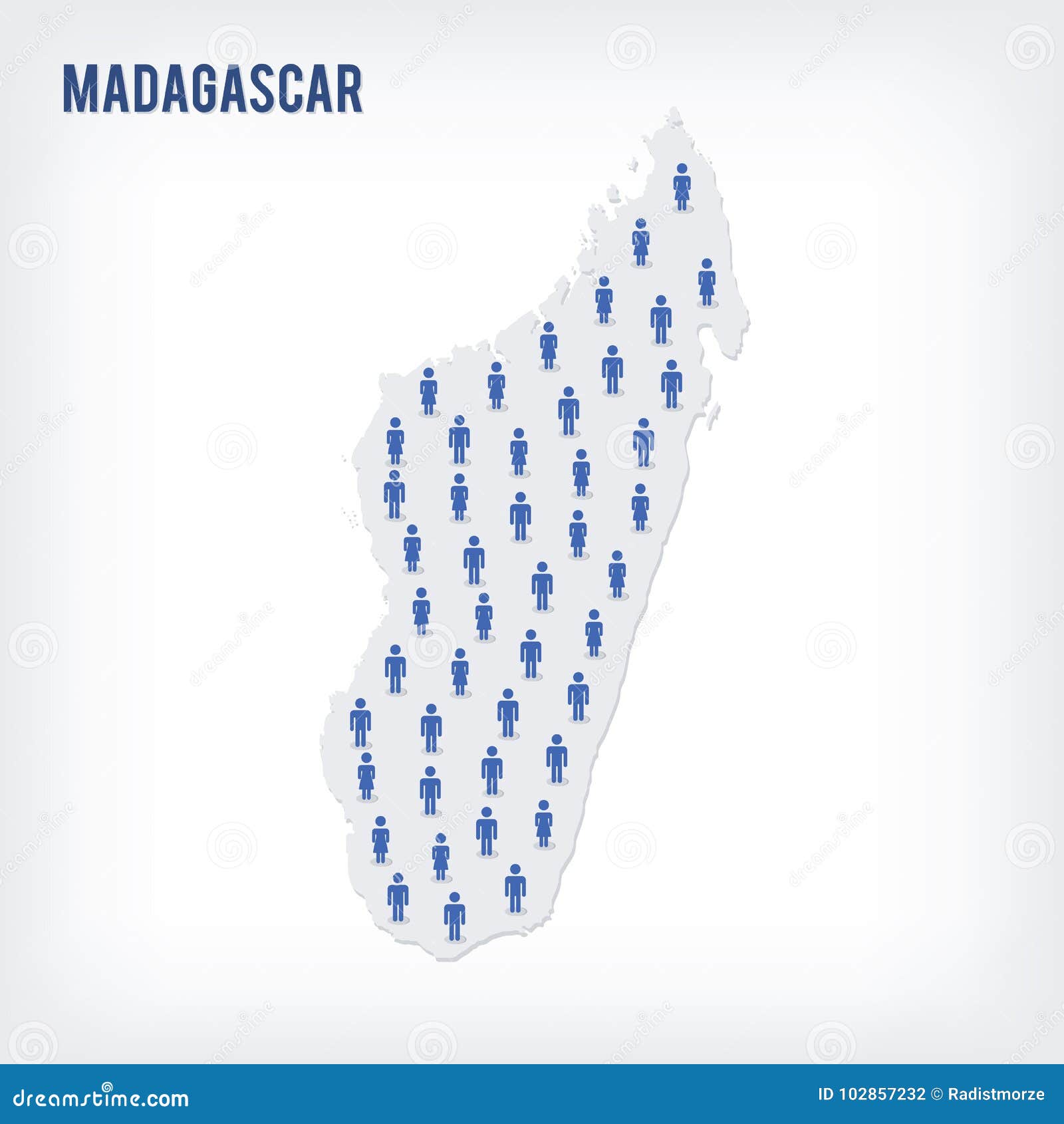 Madagascar People Icon Map. Stylized Vector Silhouette Of Madagascar ...
