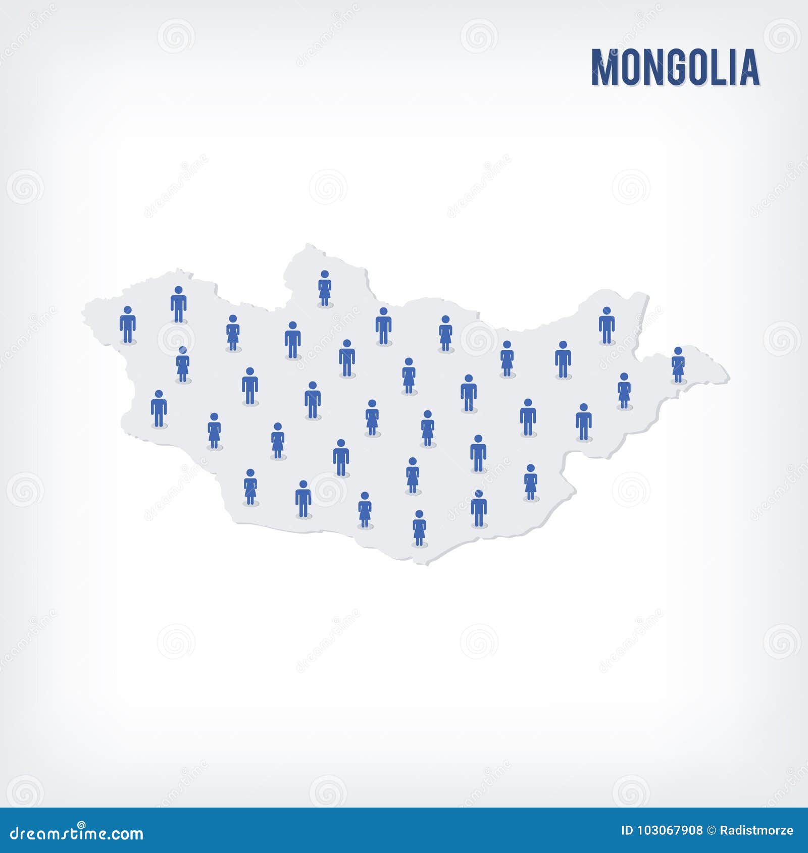 Vector People Map of Mongolia . the Concept of Population Stock ...