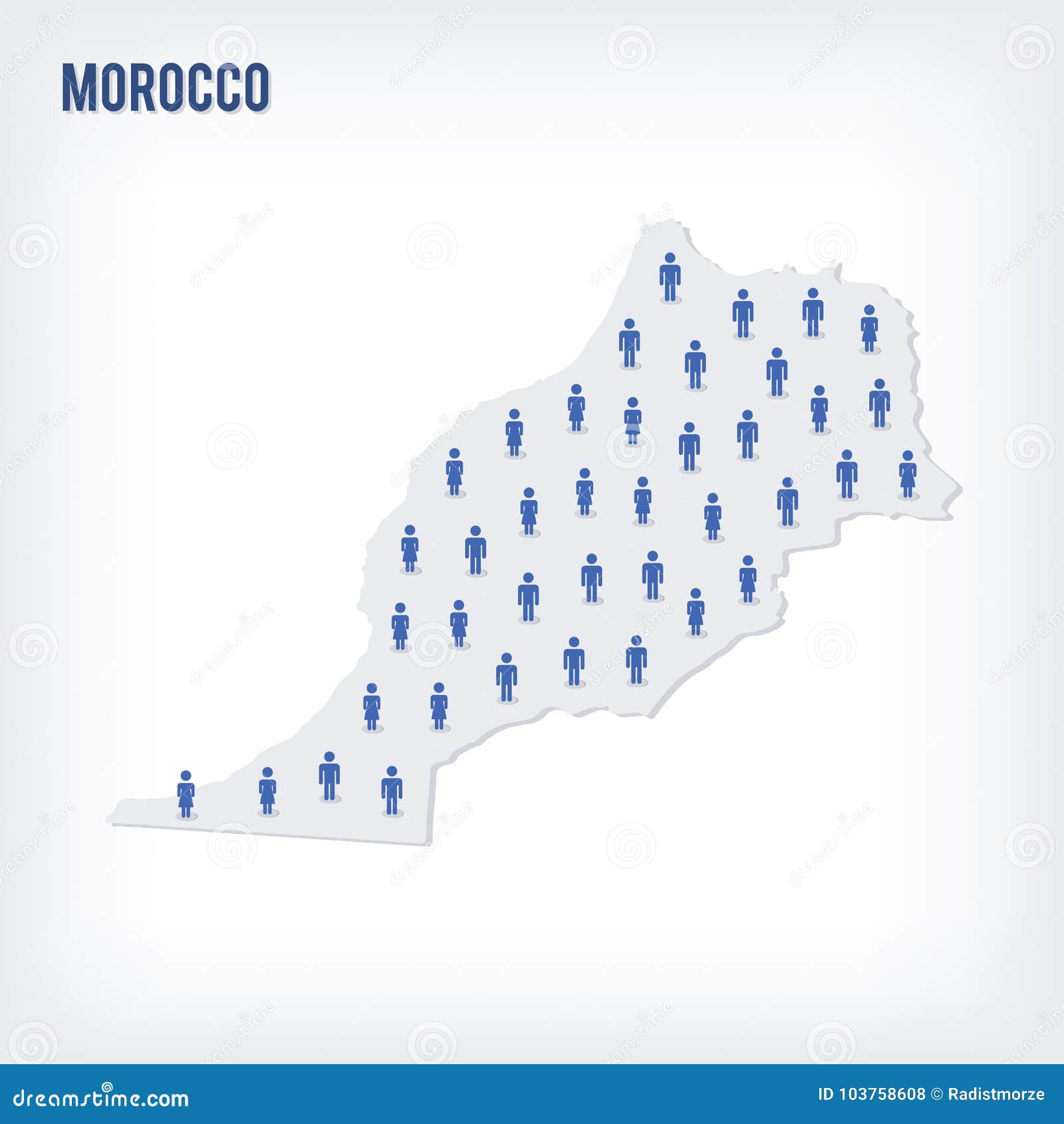 Vector People Map of Morocco. the Concept of Population Stock ...