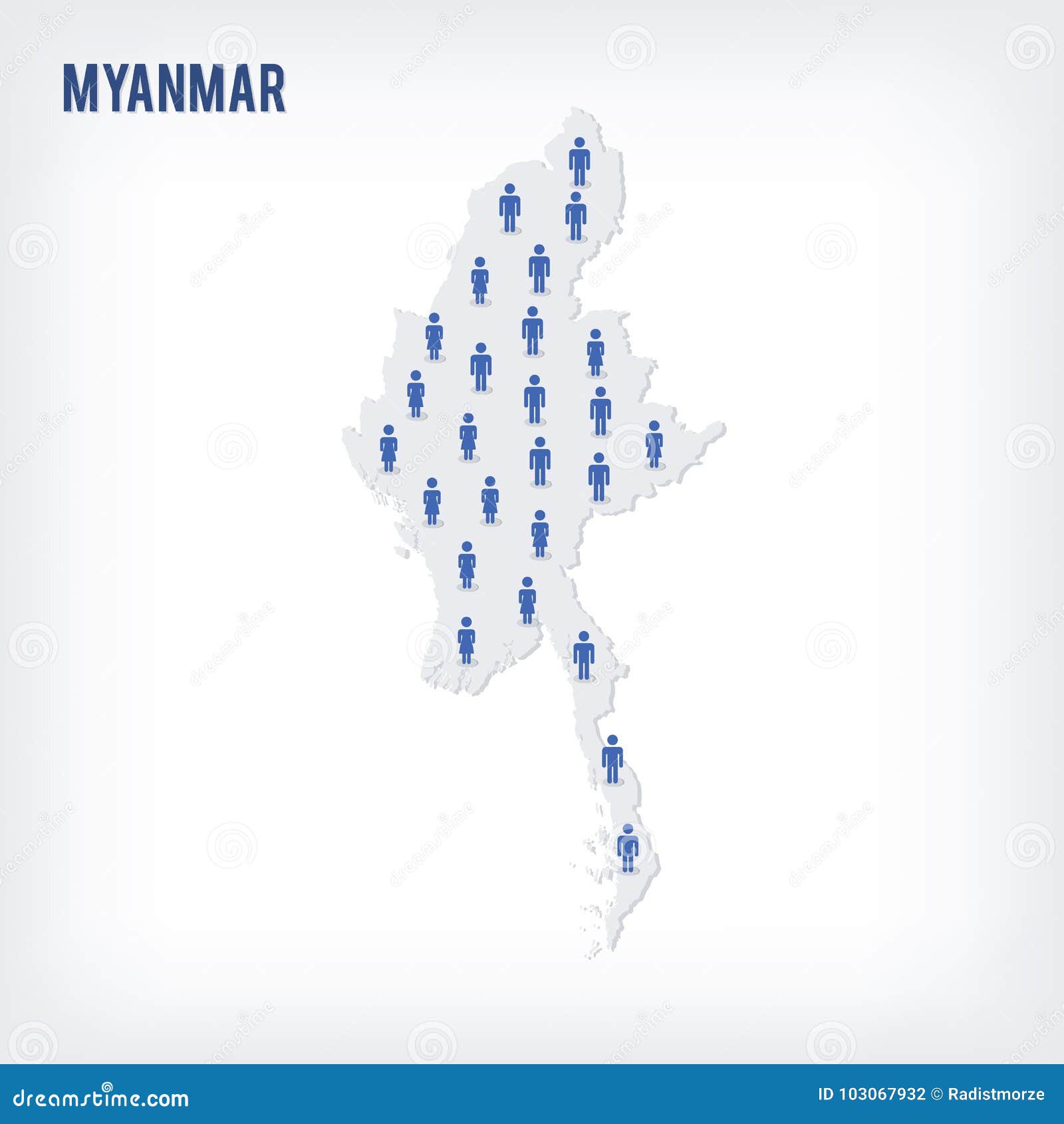 Vector People Map of Myanmar . the Concept of Population Stock ...