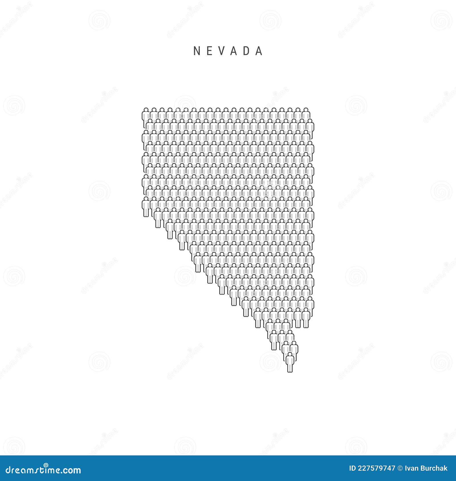 Vector People Map of Nevada, US State. Stylized Silhouette, People ...