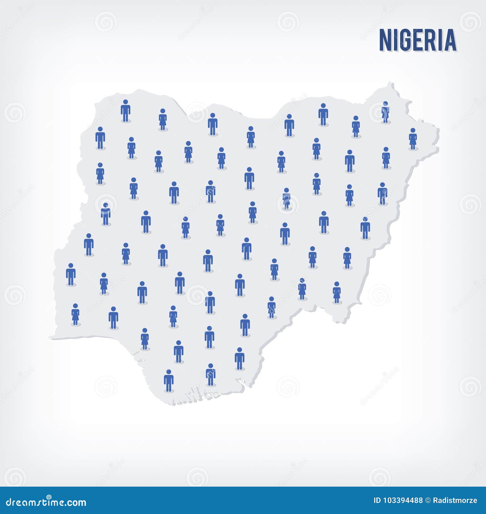 Nigeria Population Map. Large Group Of People In A Shape Of Nigerian ...