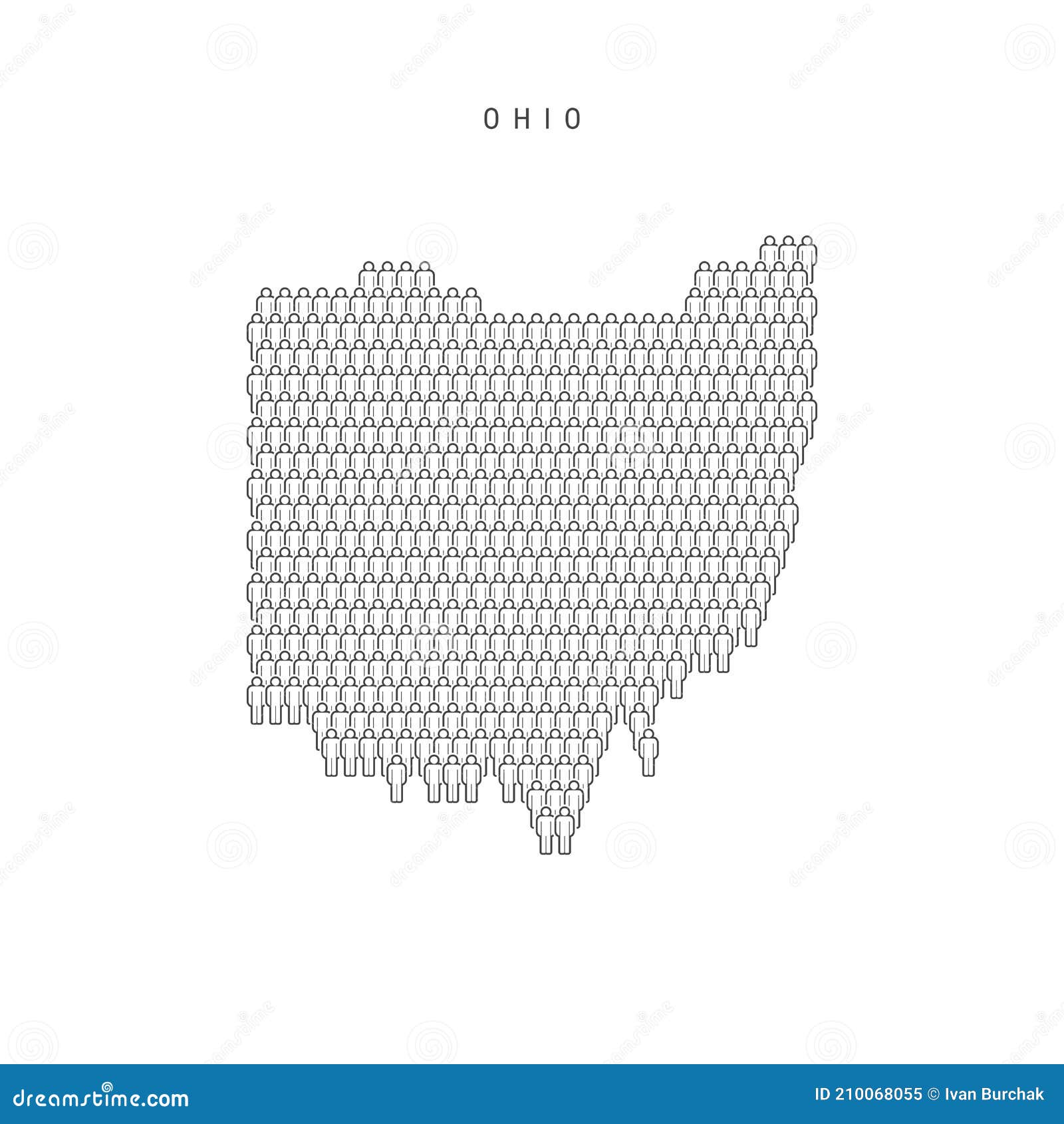Vector People Map of Ohio, US State. Stylized Silhouette, People Crowd ...