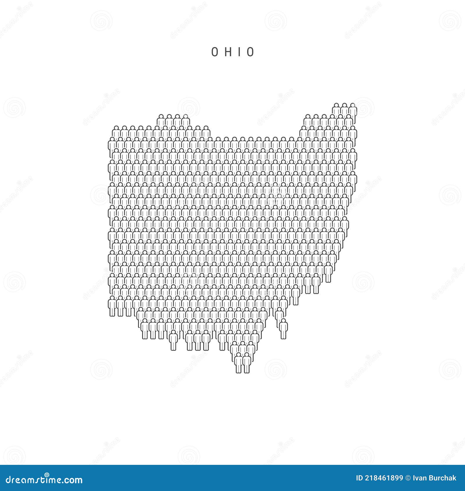 Ohio People Map. Detailed Vector Silhouette. Mixed Crowd Of Men And ...