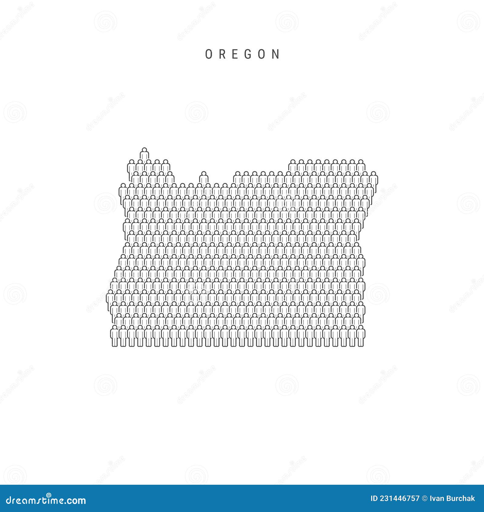 Vector People Map of Oregon, US State. Stylized Silhouette, People ...