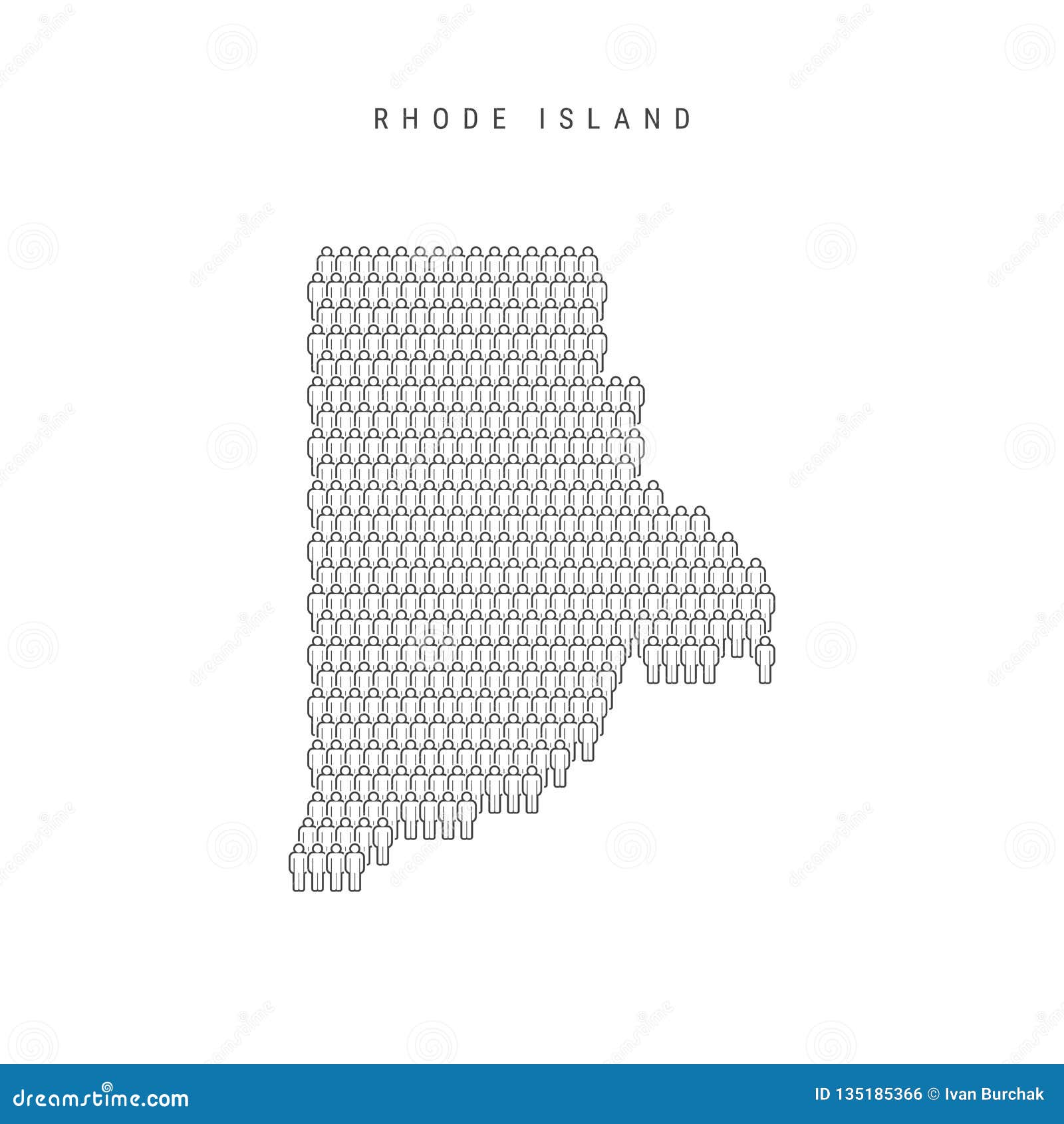 Vector People Map of Rhode Island, US State. Stylized Silhouette ...