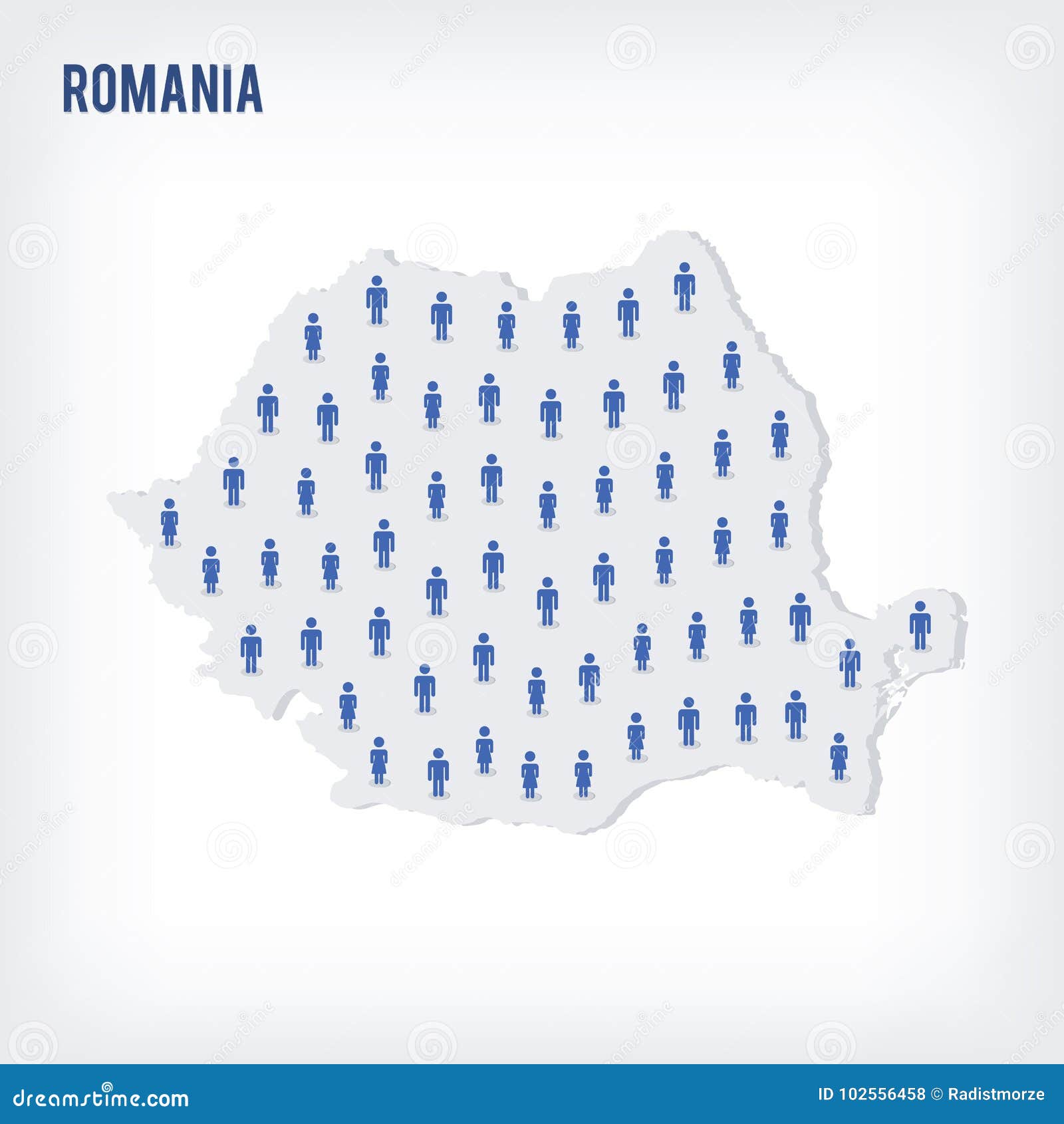 Vector People Map of Romania . the Concept of Population Stock ...