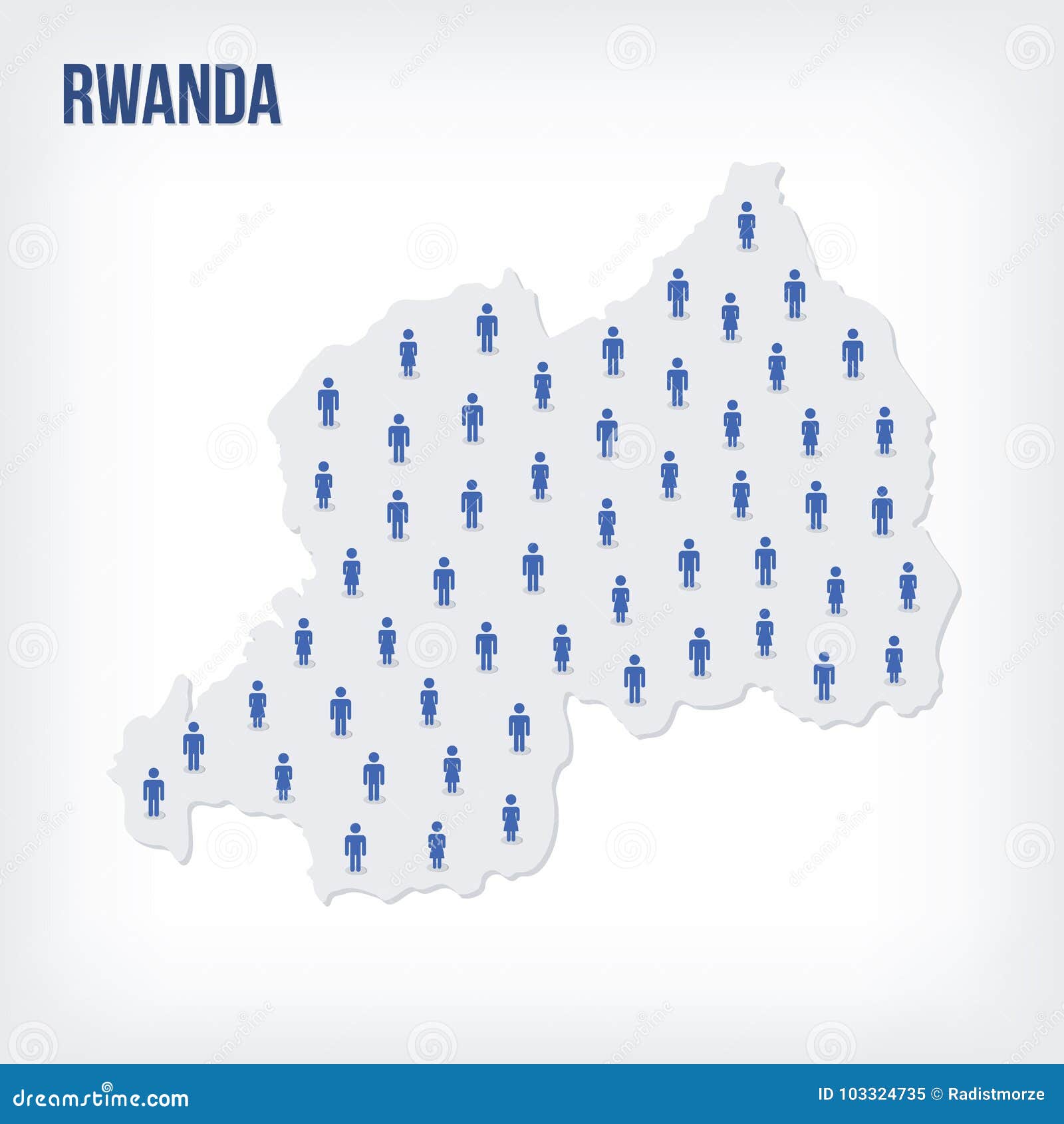 Vector People Map of Rwanda . the Concept of Population Stock ...