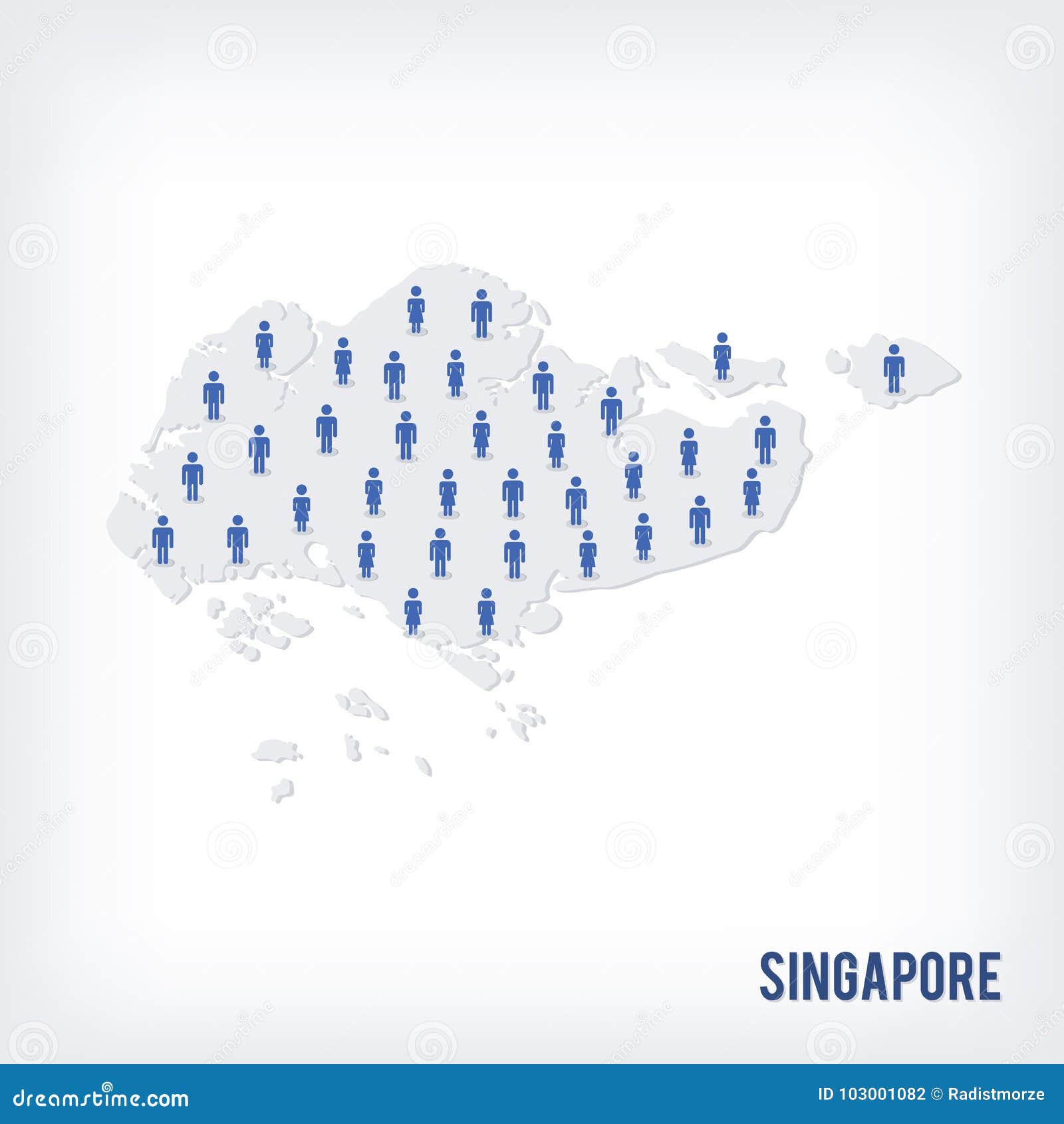 Vector People Map of Singapore . the Concept of Population. Stock ...