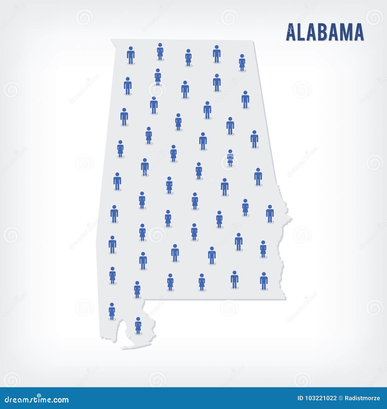 Alabama People Map. Detailed Vector Silhouette. Mixed Crowd Of Men And ...