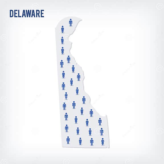 Vector People Map of of State of Delaware. the Concept of Population ...