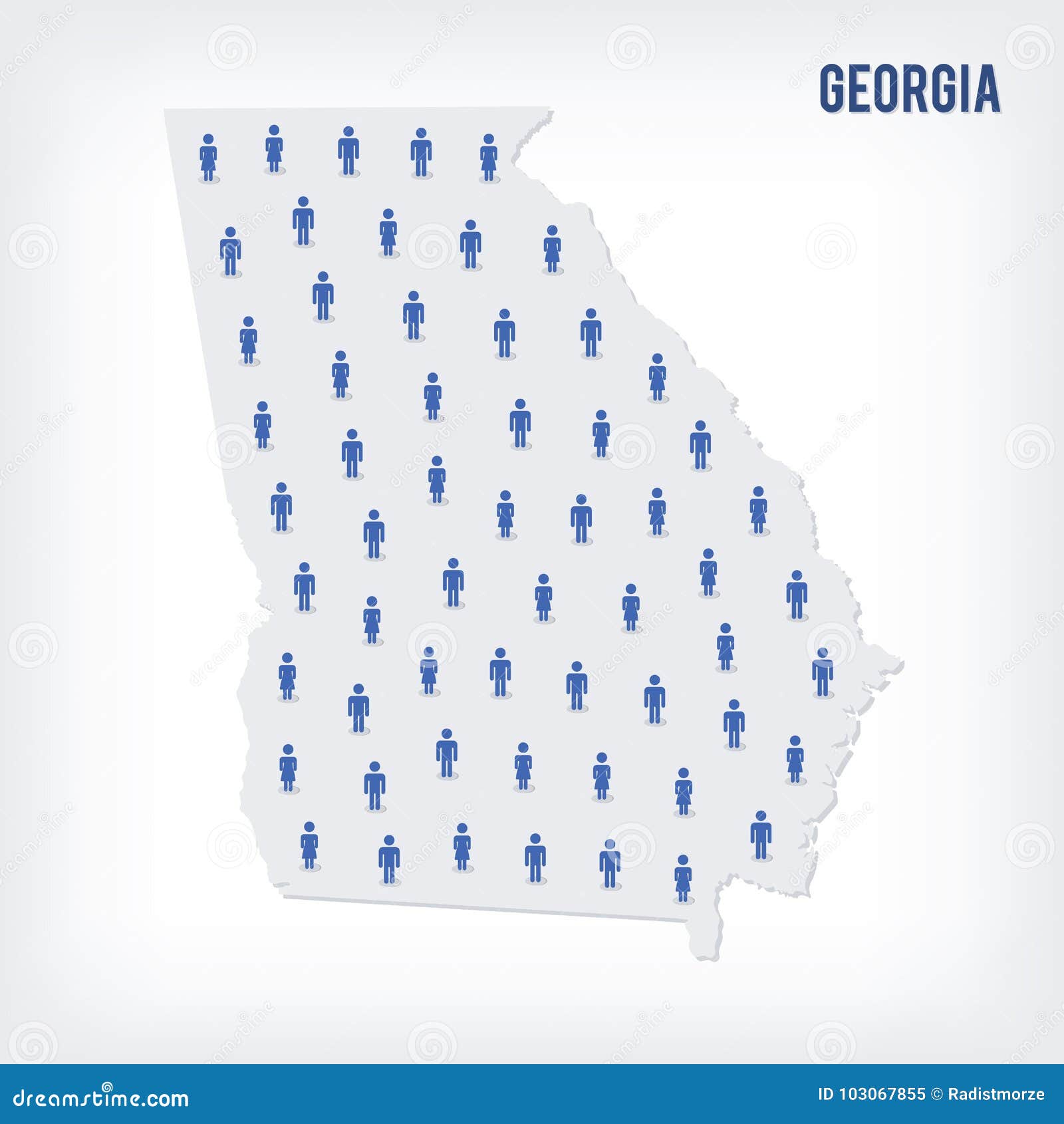 Vector People Map of of State of Georgia. the Concept of Population ...