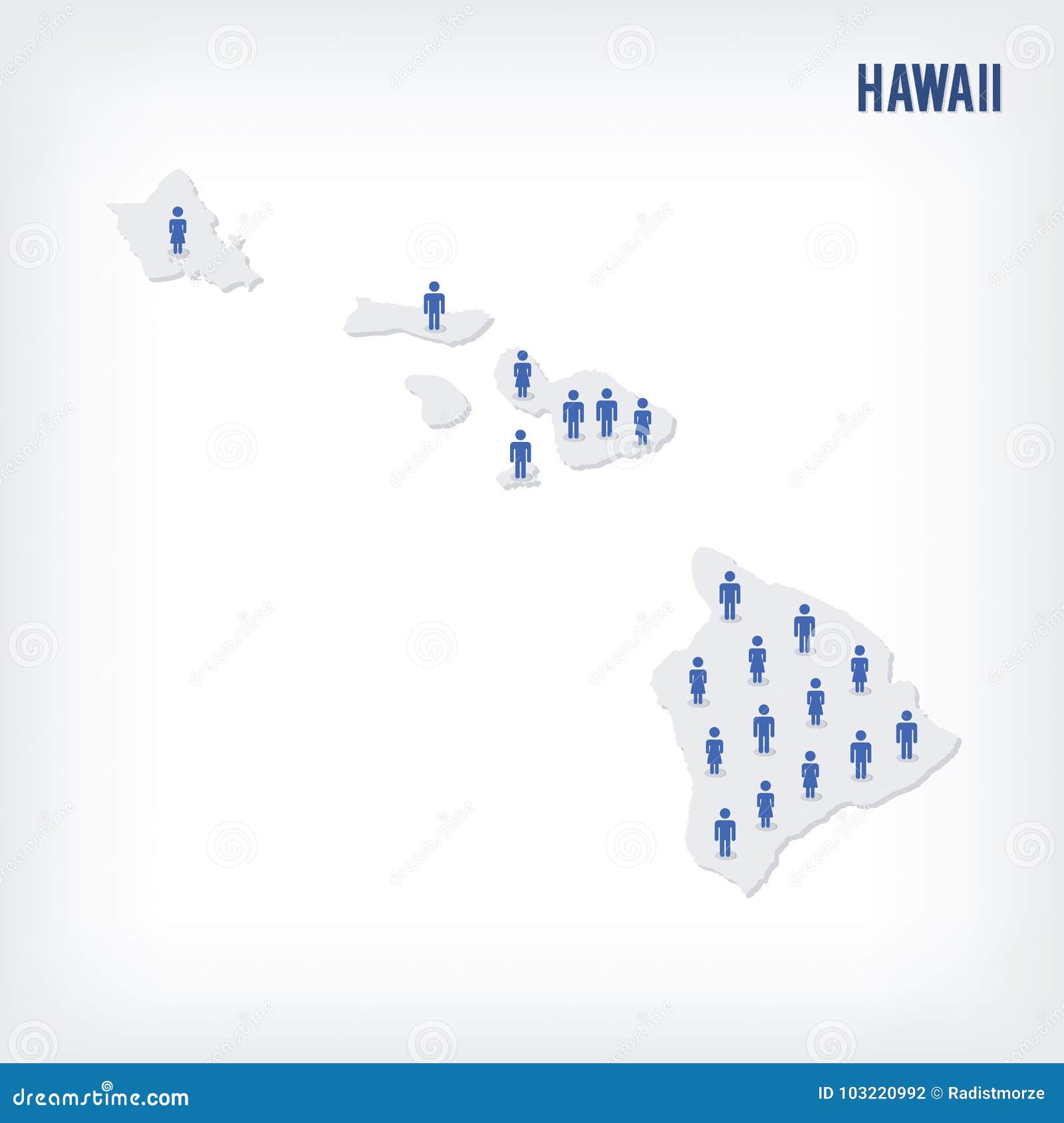 Vector People Map of of State of Hawaii . the Concept of Population ...