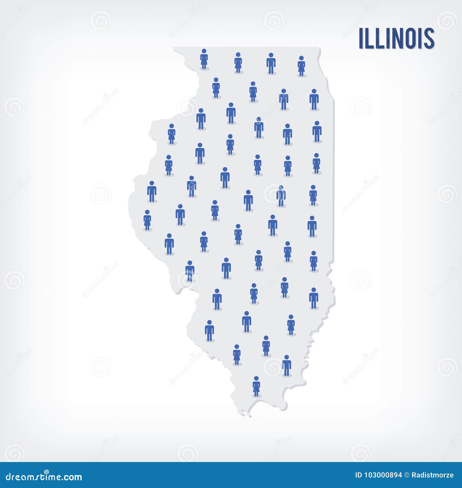 Vector People Map of of State of Illinois. the Concept of Population ...