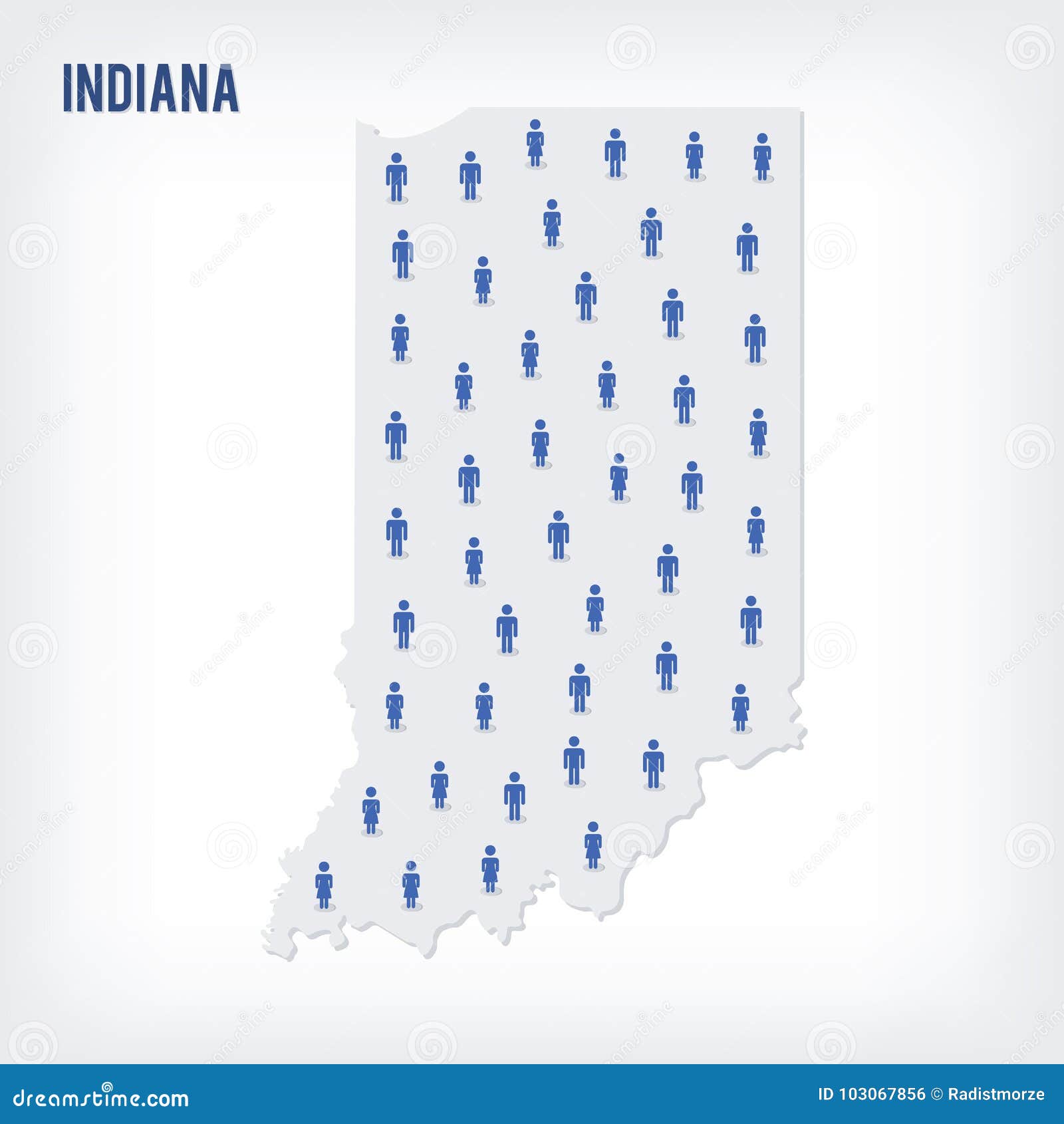 Indiana People Map. Detailed Vector Silhouette. Mixed Crowd Of Men And ...