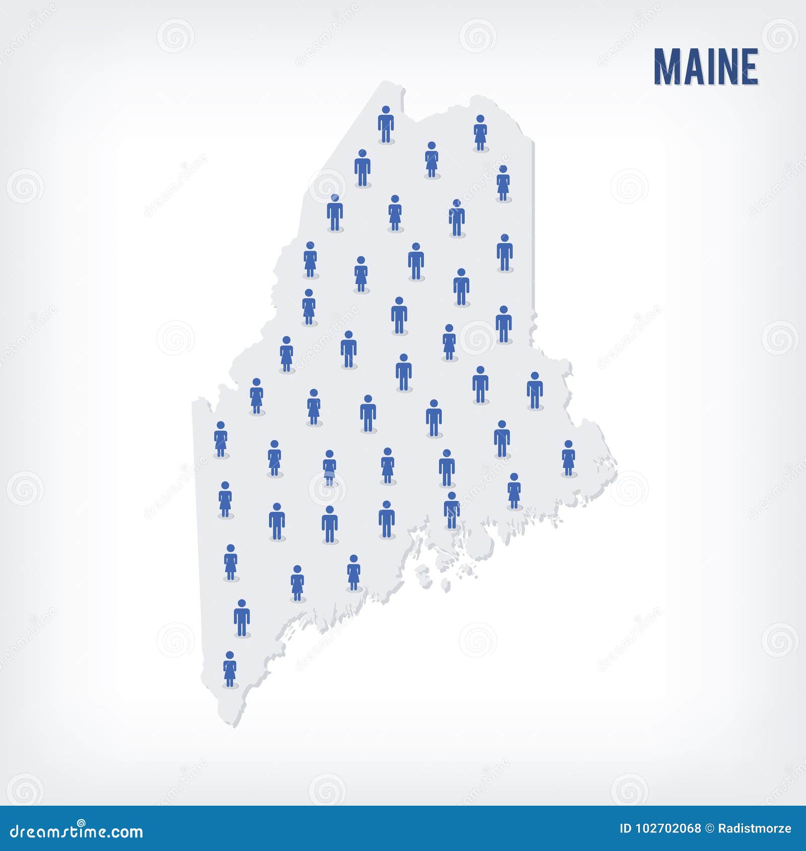 Vector People Map of of State of Maine. the Concept of Population Stock ...